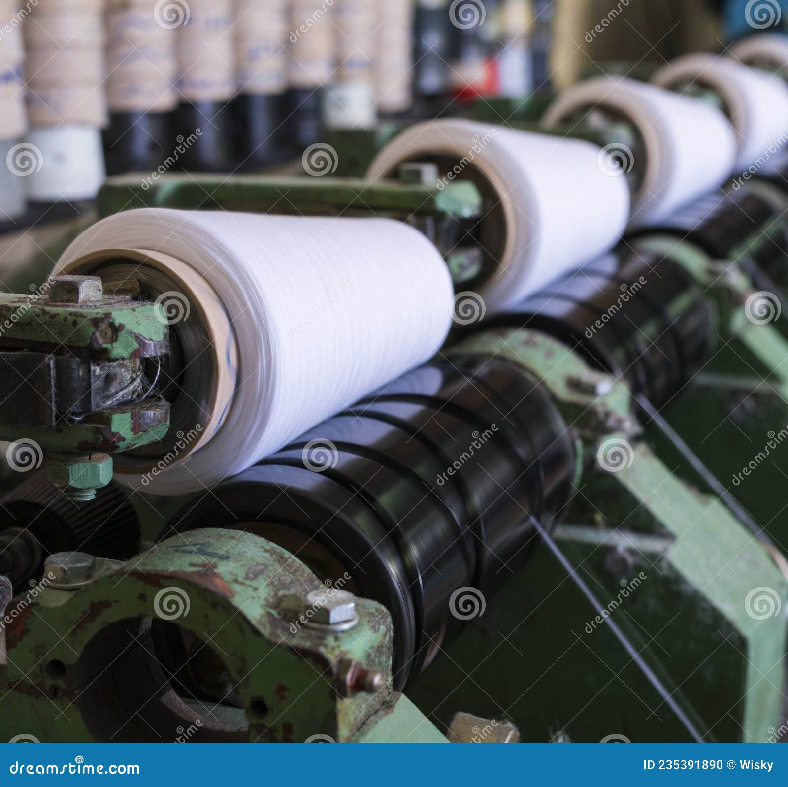 Spools with Thread at Rewinding Machine View Stock Photo - Image of ...