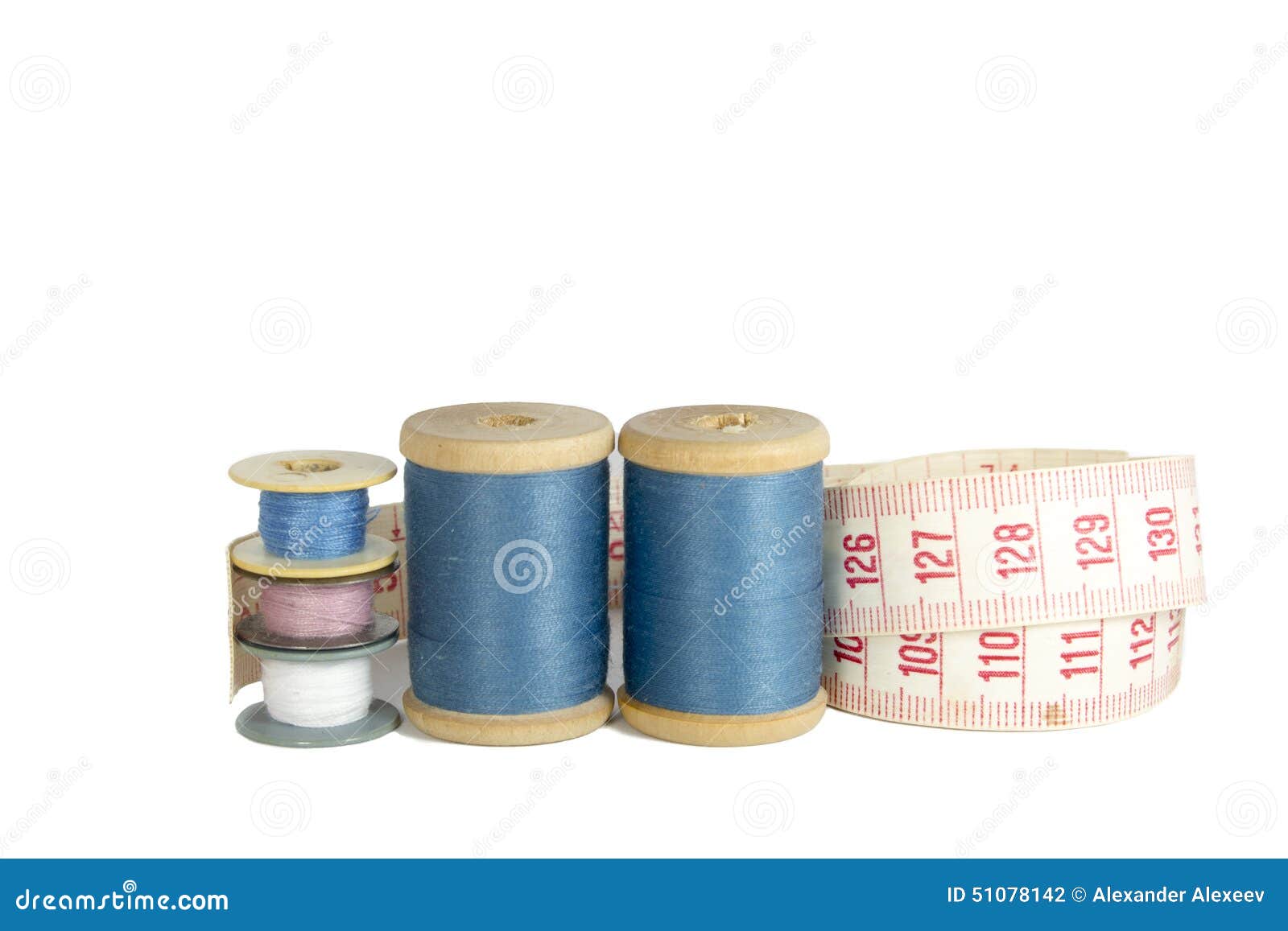Spools of Thread with a Ruler Isolated Stock Photo - Image of industry ...