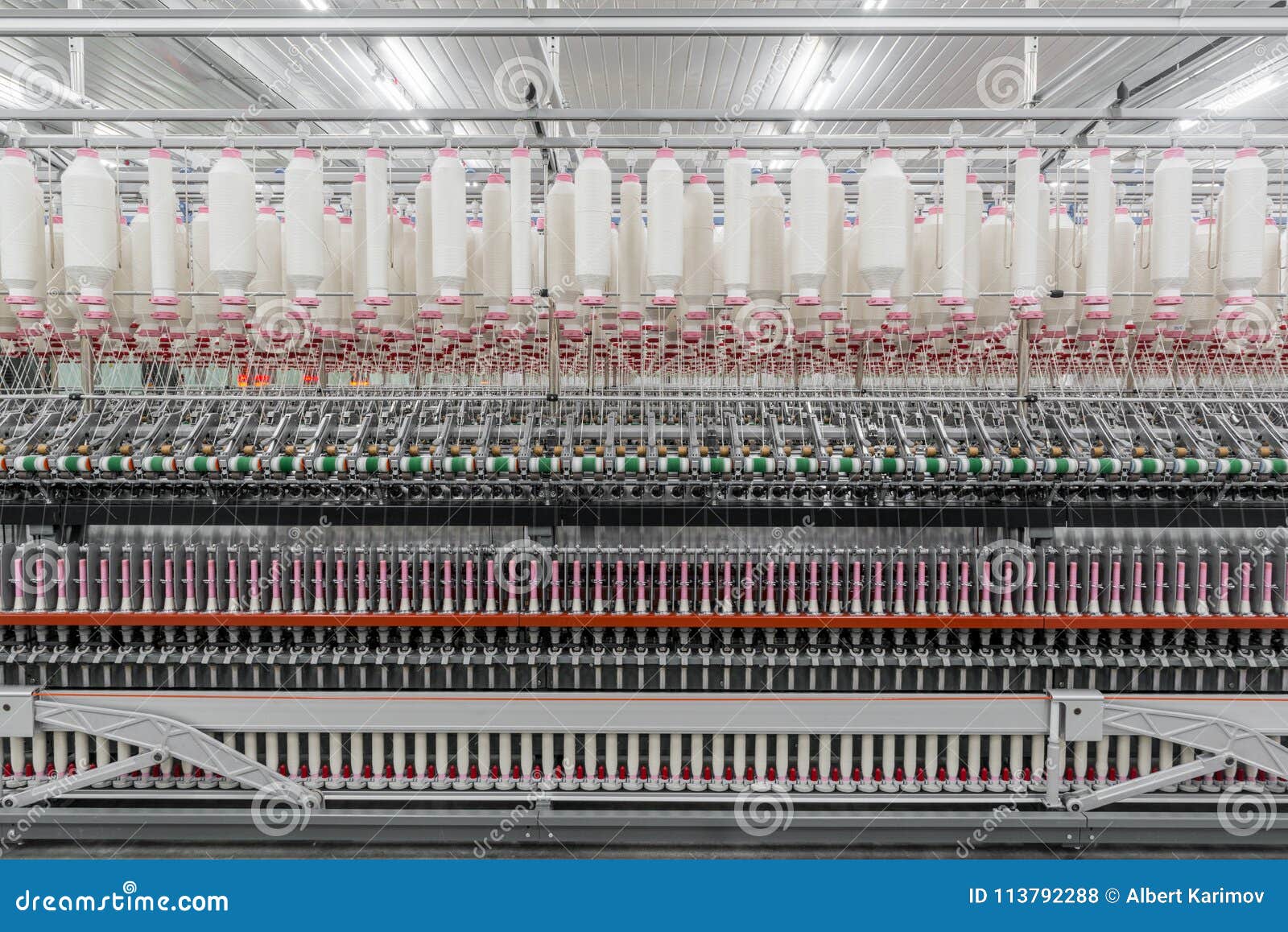 Spools of Thread at a Textile Factory Stock Photo - Image of machinery ...