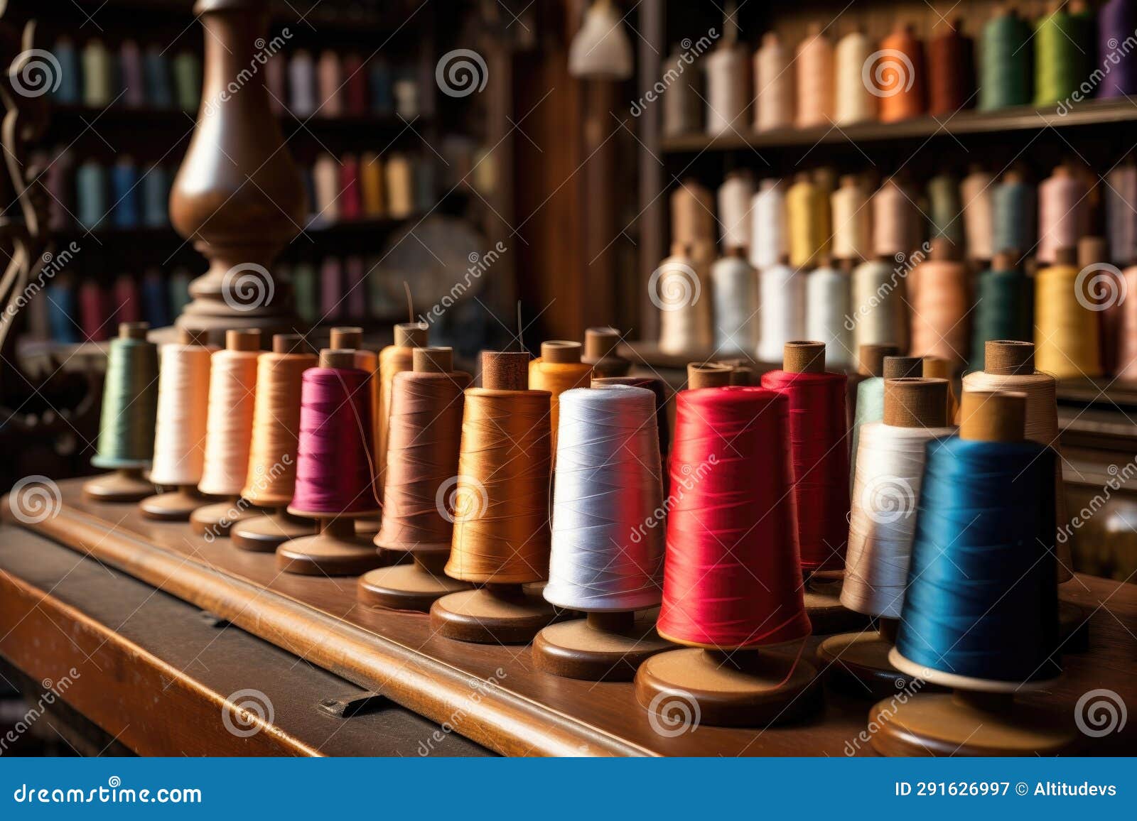 Spools of Thread in a Traditional Tailoring Shop Stock Image - Image of ...