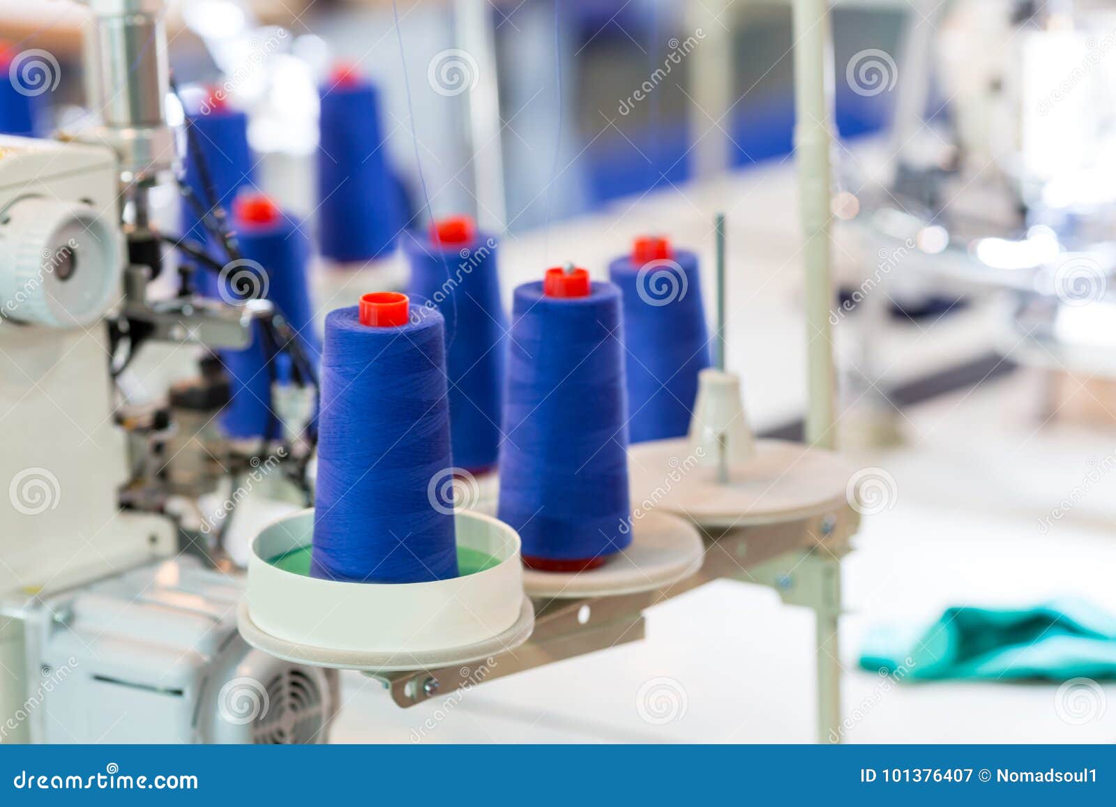 Spools of Threads on Sewing Machine, Cloth Factory Stock Image - Image ...