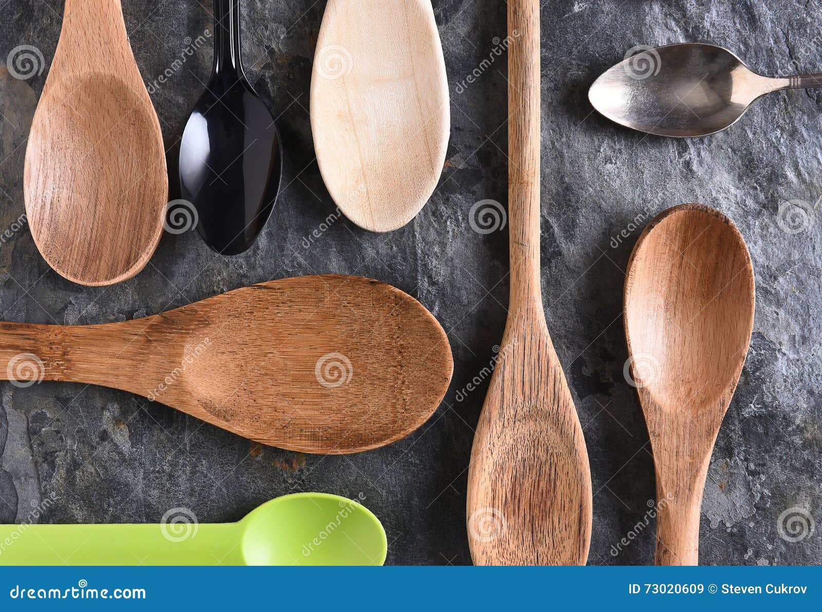 Spoon Assortment stock image. Image of slate, utensils - 73020609
