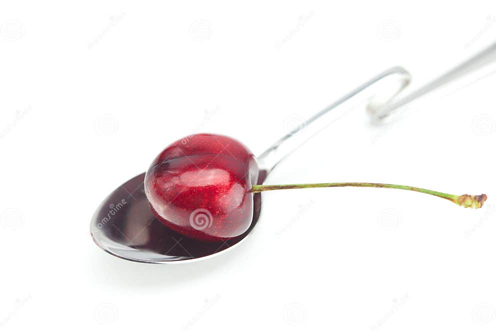 Spoon and cherry stock image. Image of food, eating, angle - 20104743