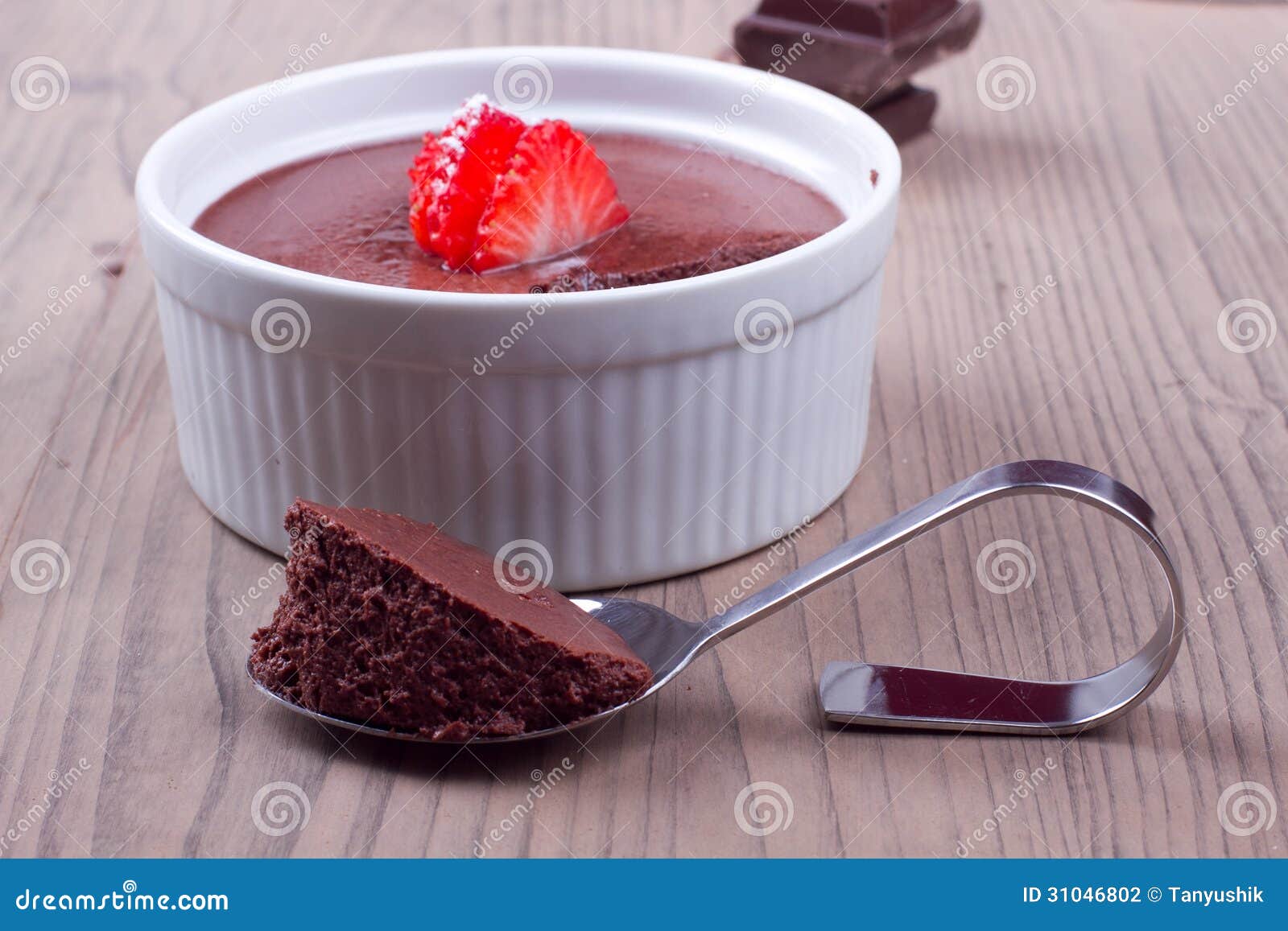 Spoon with Chocolate Mousse Stock Photo - Image of serving, wooden ...