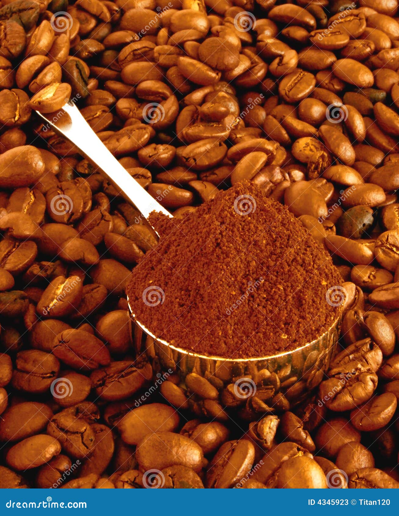Spoon of Coffee on a Background Grains Stock Image - Image of cafe ...