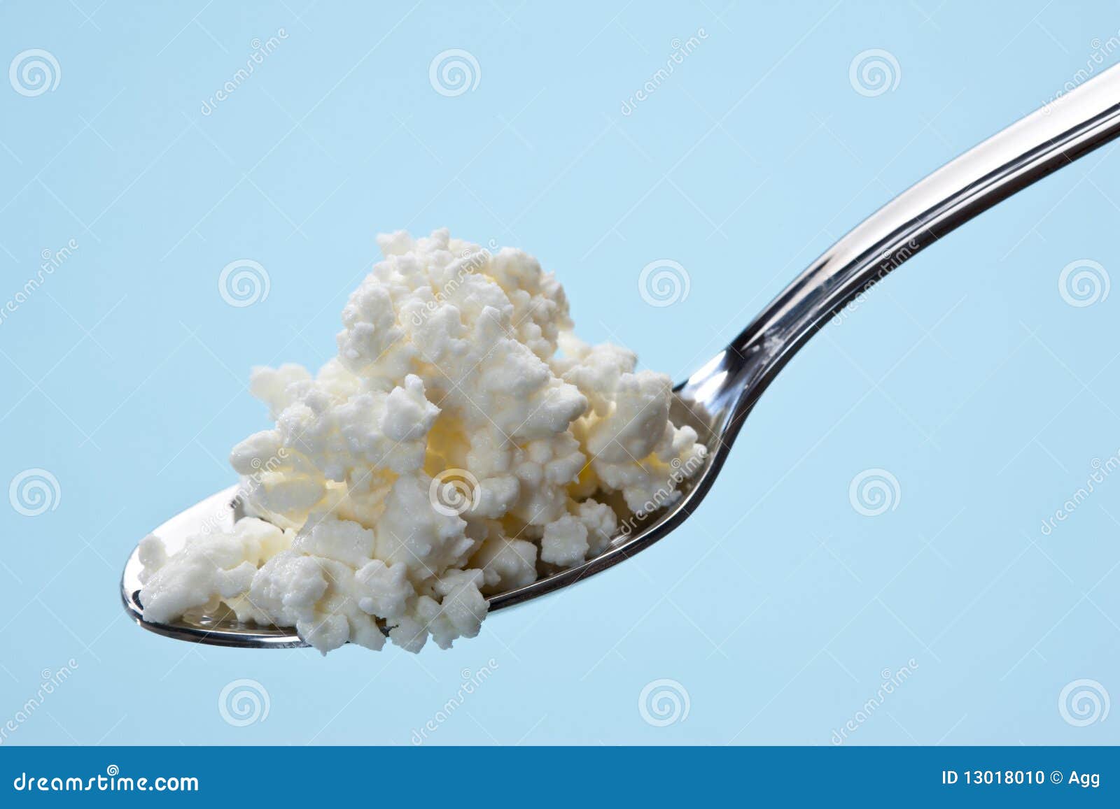 Spoon with cottage cheese stock photo. Image of healthy - 13018010