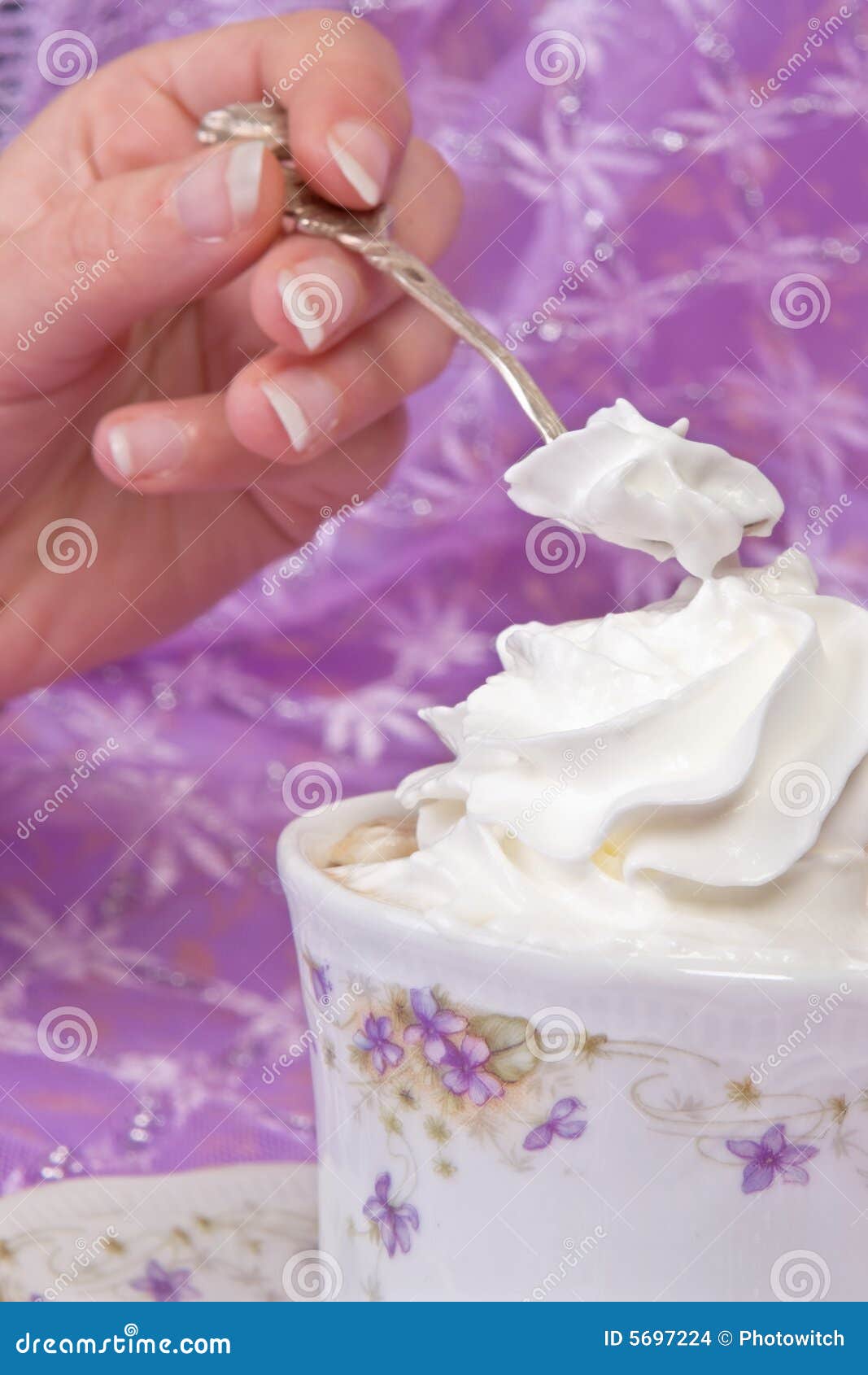 Spoon in cream stock photo. Image of sweet, treat, women - 5697224