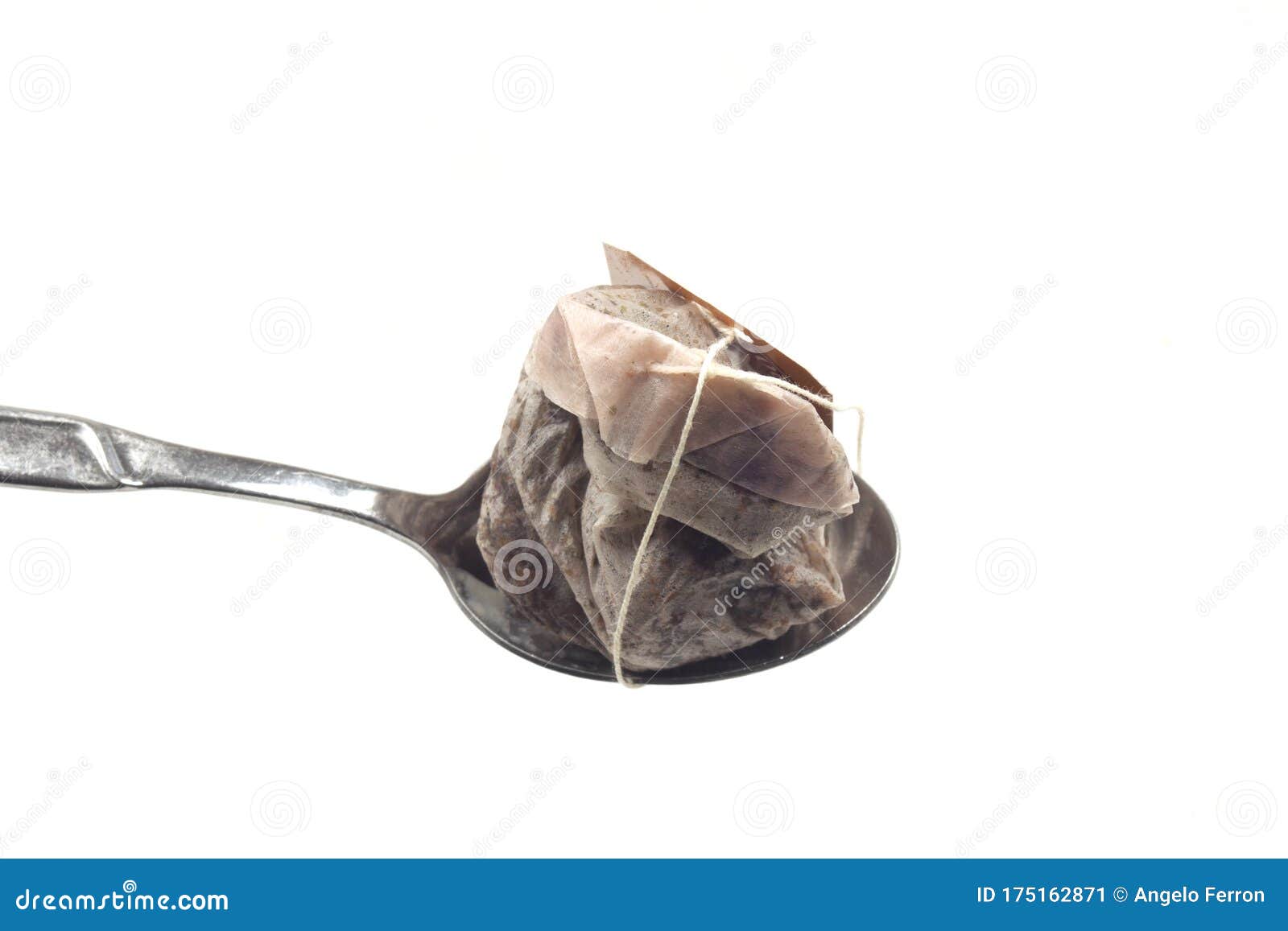 Spoon with Crushed and Used Tea Bag Stock Image - Image of drinks ...