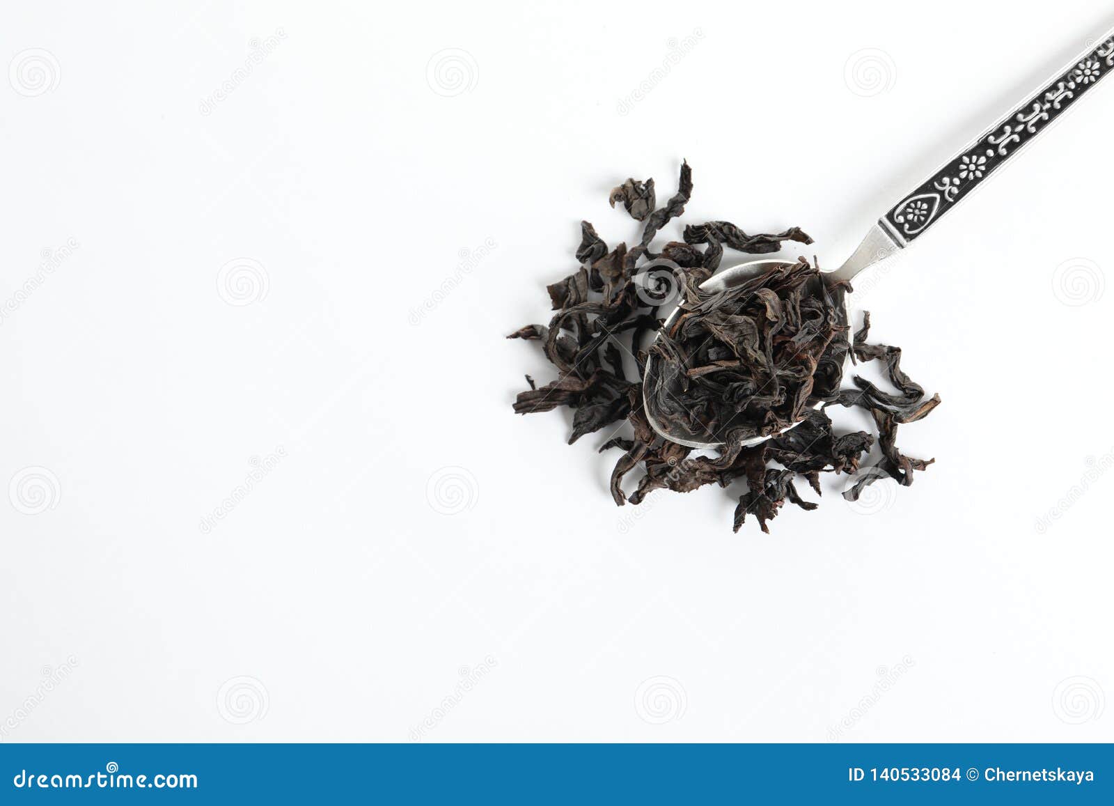 Spoon with Da Hong Pao Oolong Tea on White Background Stock Photo ...
