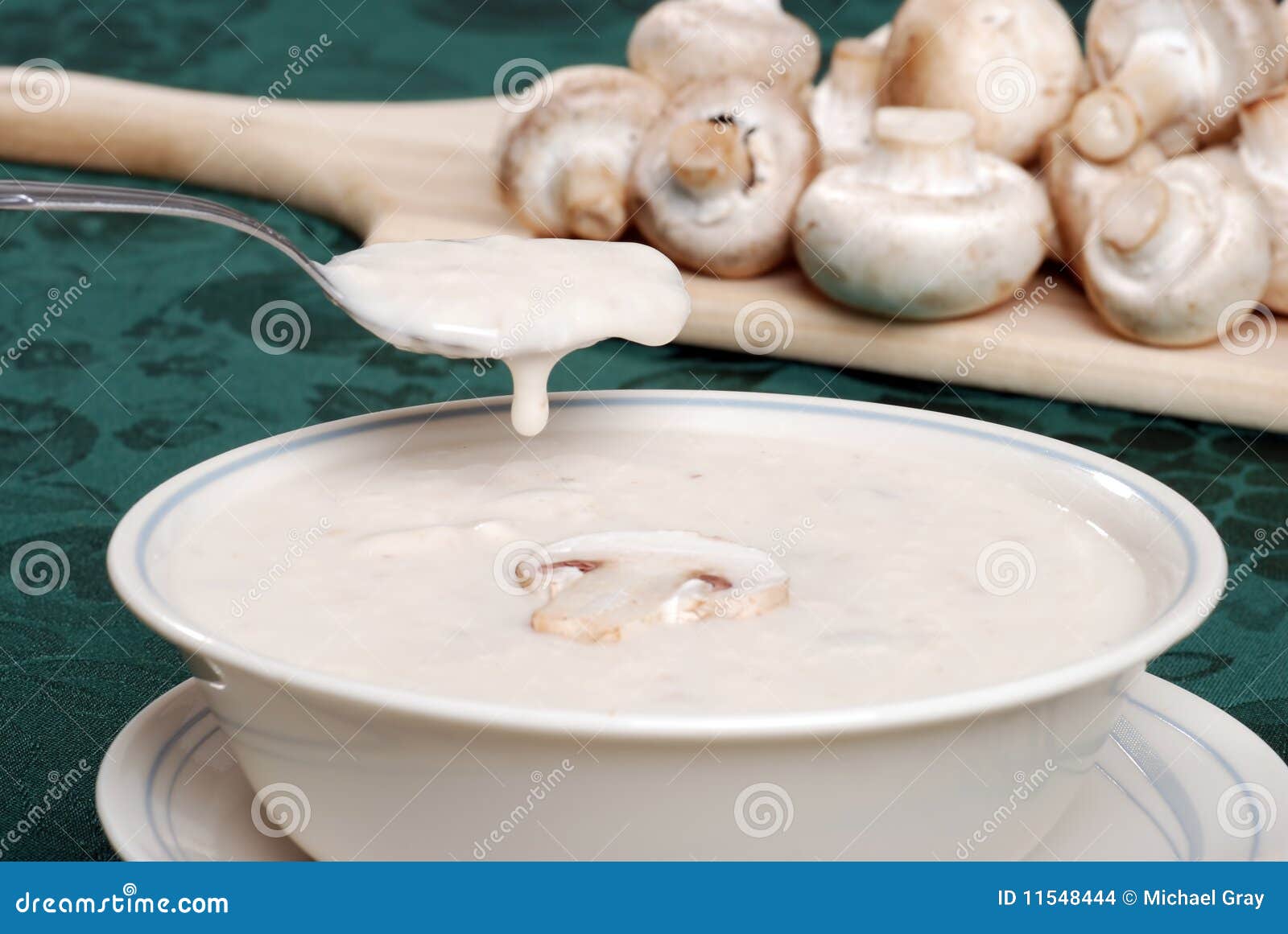 Spoon Dripping Cream of Mushroom Soup Stock Photo - Image of bowl ...