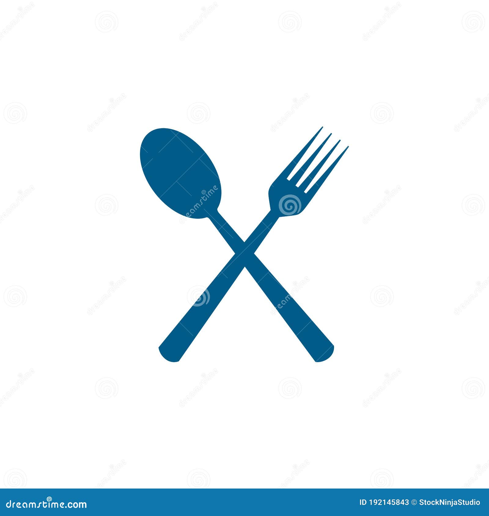 Spoon & Fork Blue Icon on White Background. Blue Flat Style Vector ...