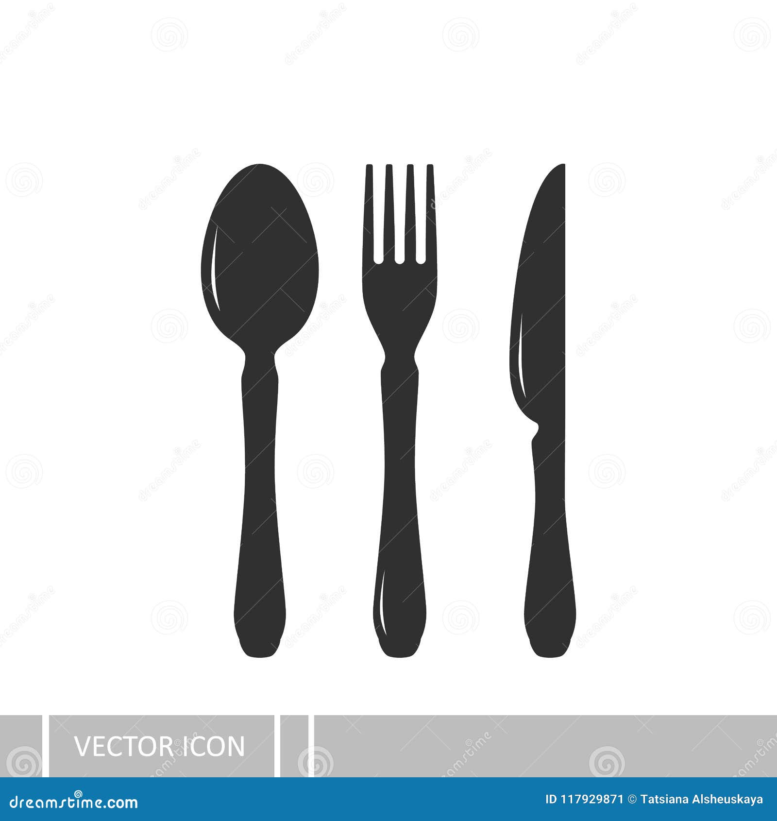 Spoon, Fork and Knife Icon. a Set of Flatware Design Icons in a Flat ...