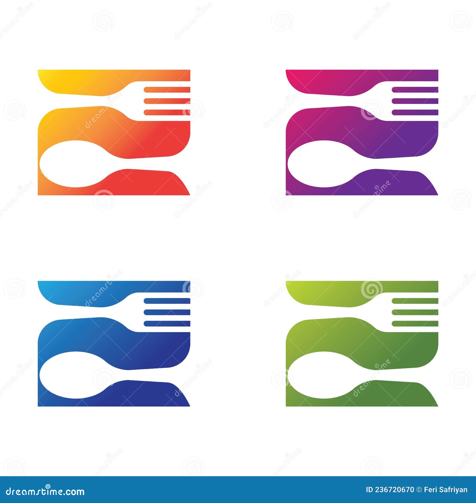 Spoon and fork icon set stock vector. Illustration of outline - 236720670