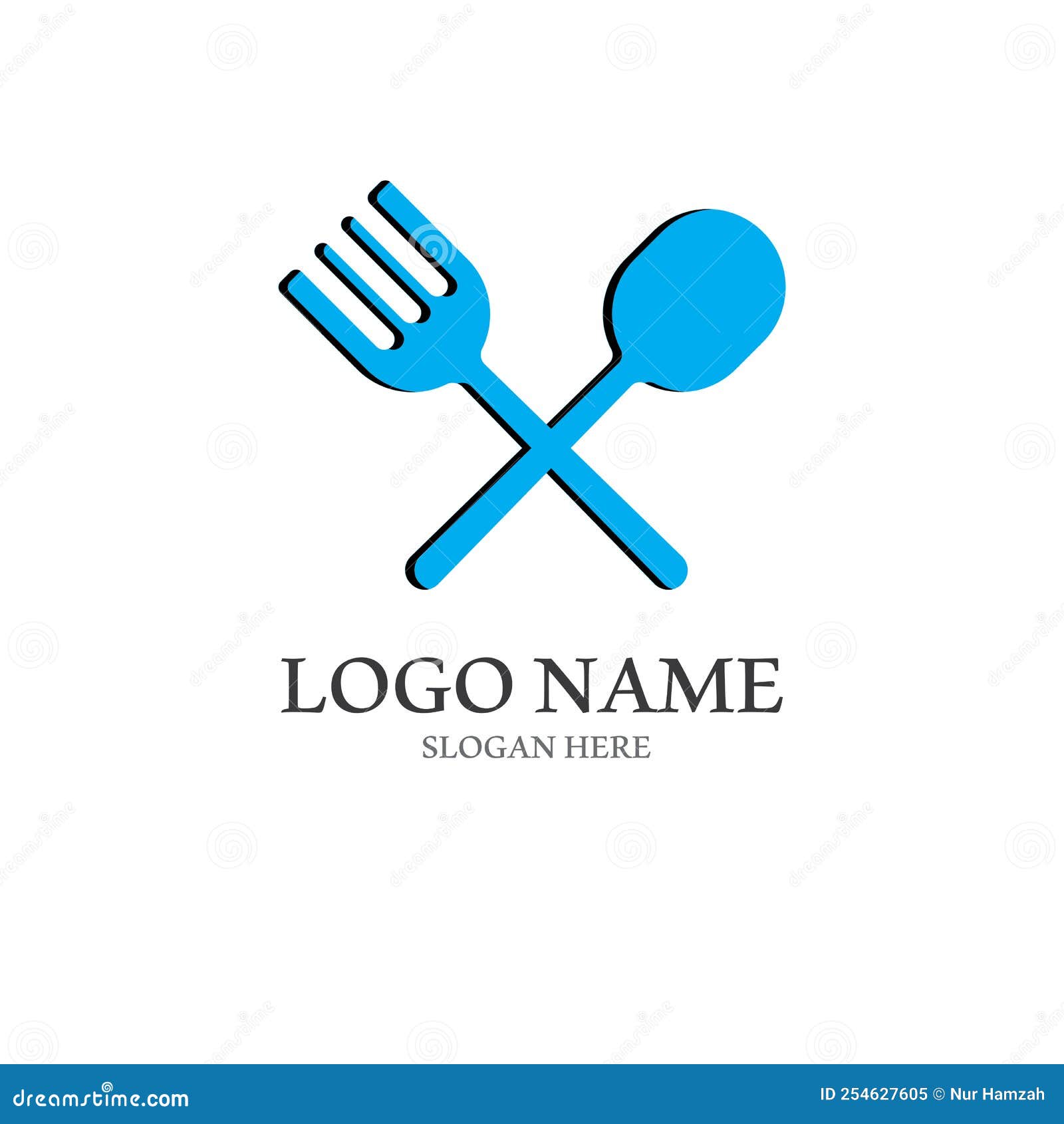Spoon and Fork Logo with Vector Shape Template Stock Vector ...