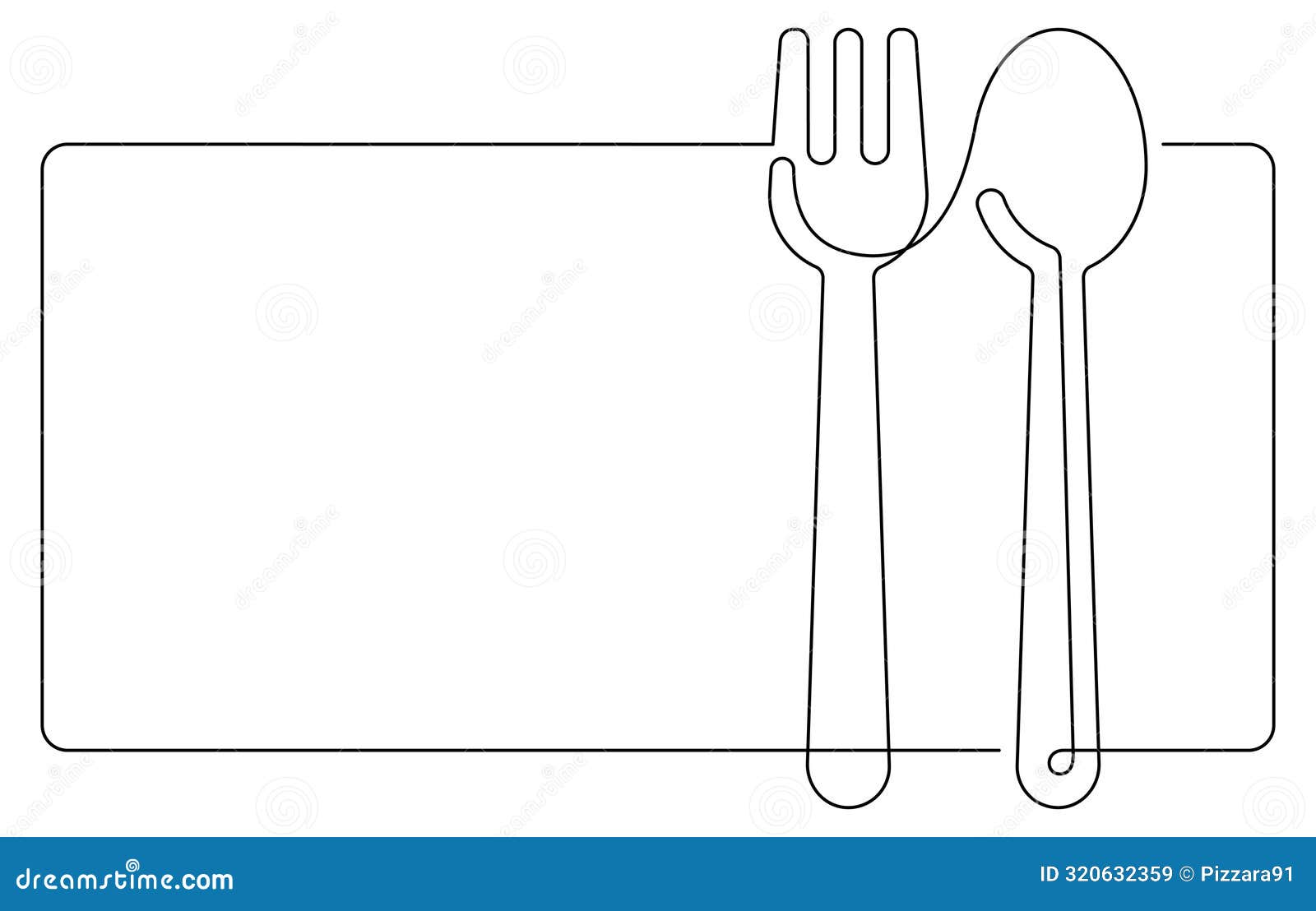 Spoon Fork Place Mat One Line Drawing Continuous Stock Vector ...