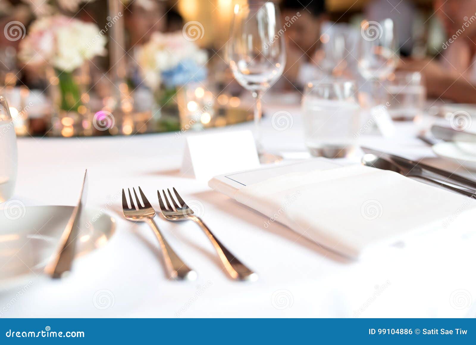 Spoon and Fork on the Table Wedding Dinner. Stock Photo - Image of ...