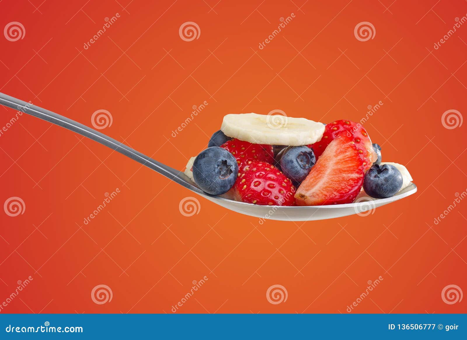 Spoon with fruits stock image. Image of portion, spoon - 136506777