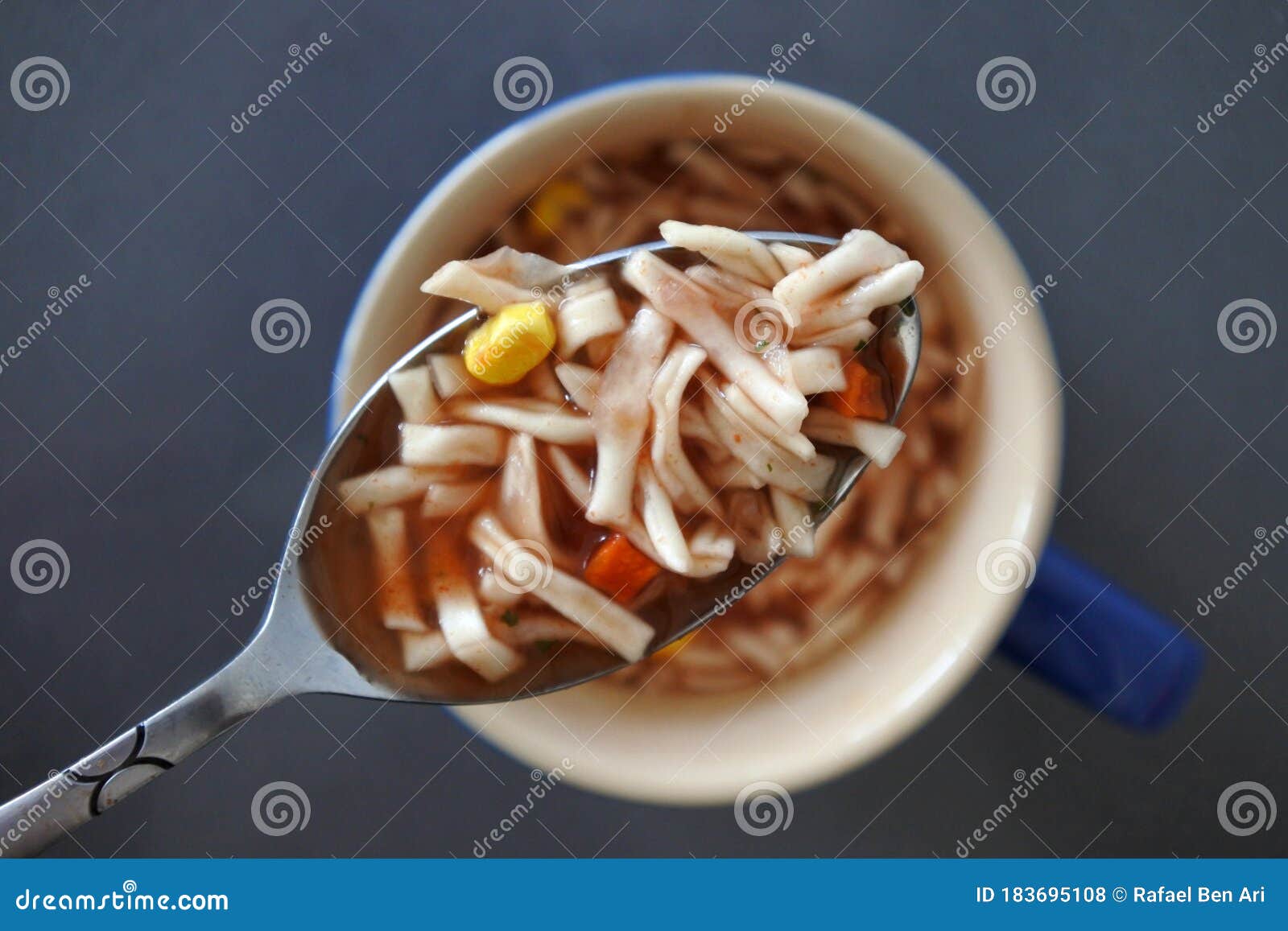 Spoon Full of Asian Noodle Soup Stock Photo - Image of ingredient, food ...