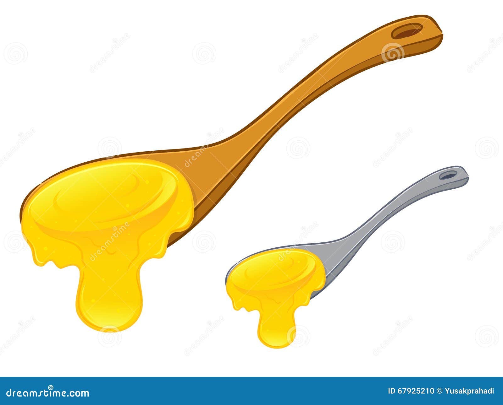Spoon Full of Dripping Sweet Golden Honey Stock Vector - Illustration ...