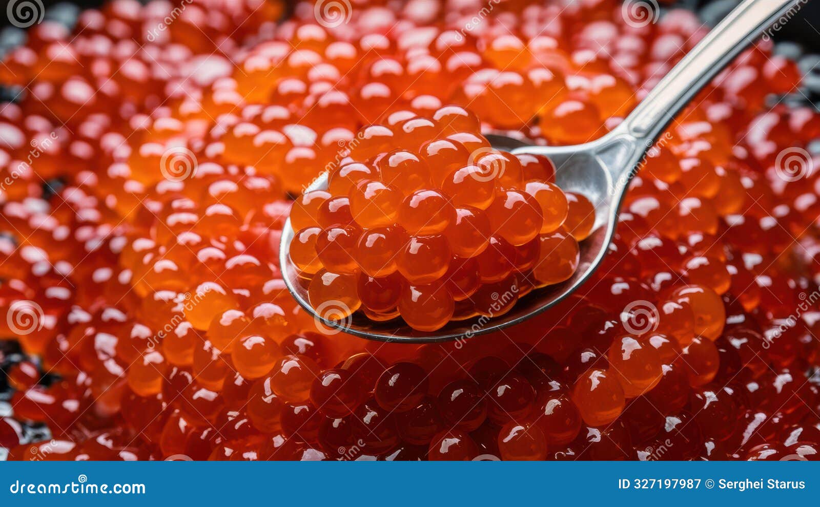 A Spoon Full of Red Caviar Fish Balls on a Table, AI Stock Image ...