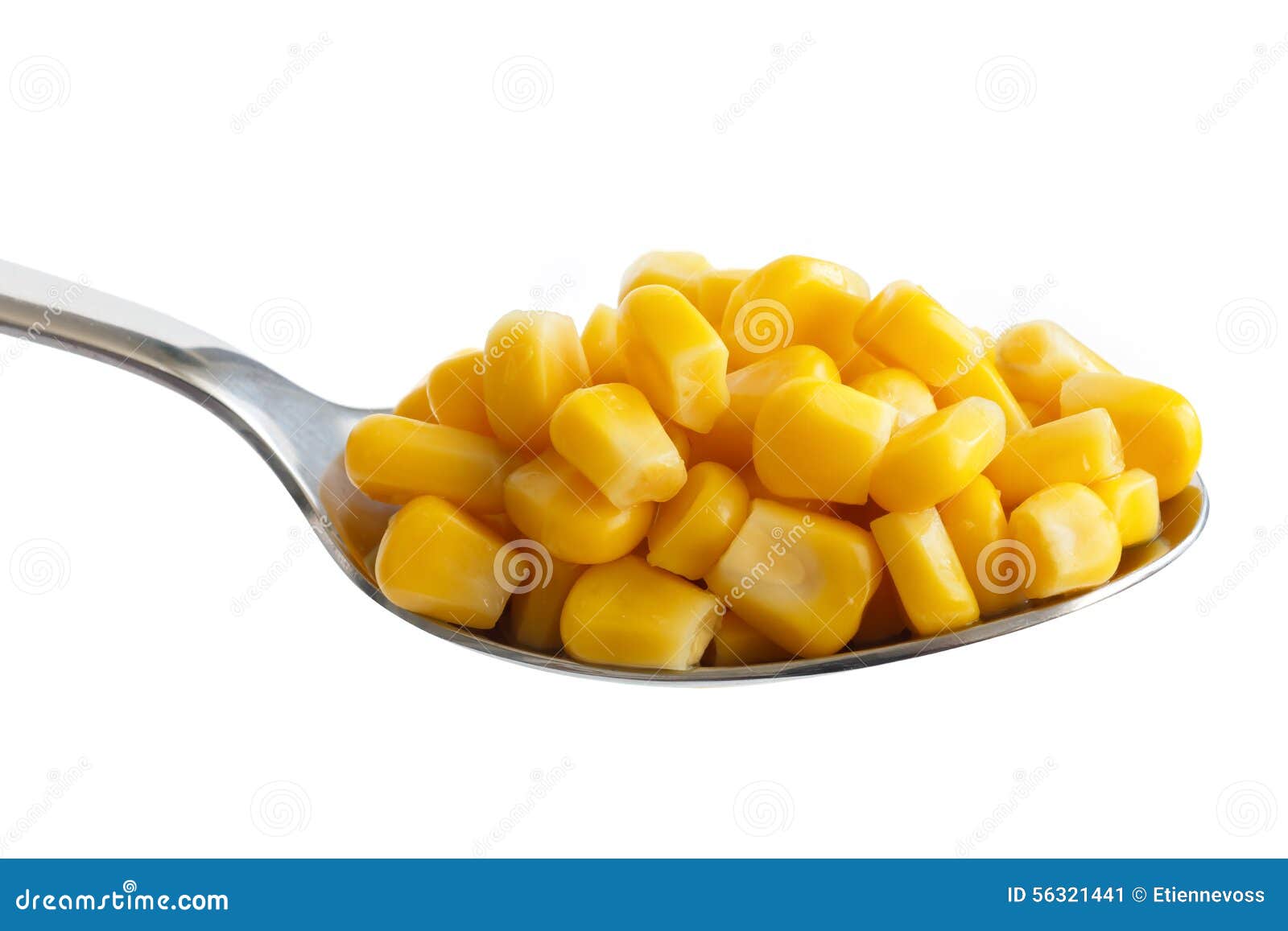 Spoon Full of Tinned Sweetcorn Isolated on White. Stock Image - Image ...