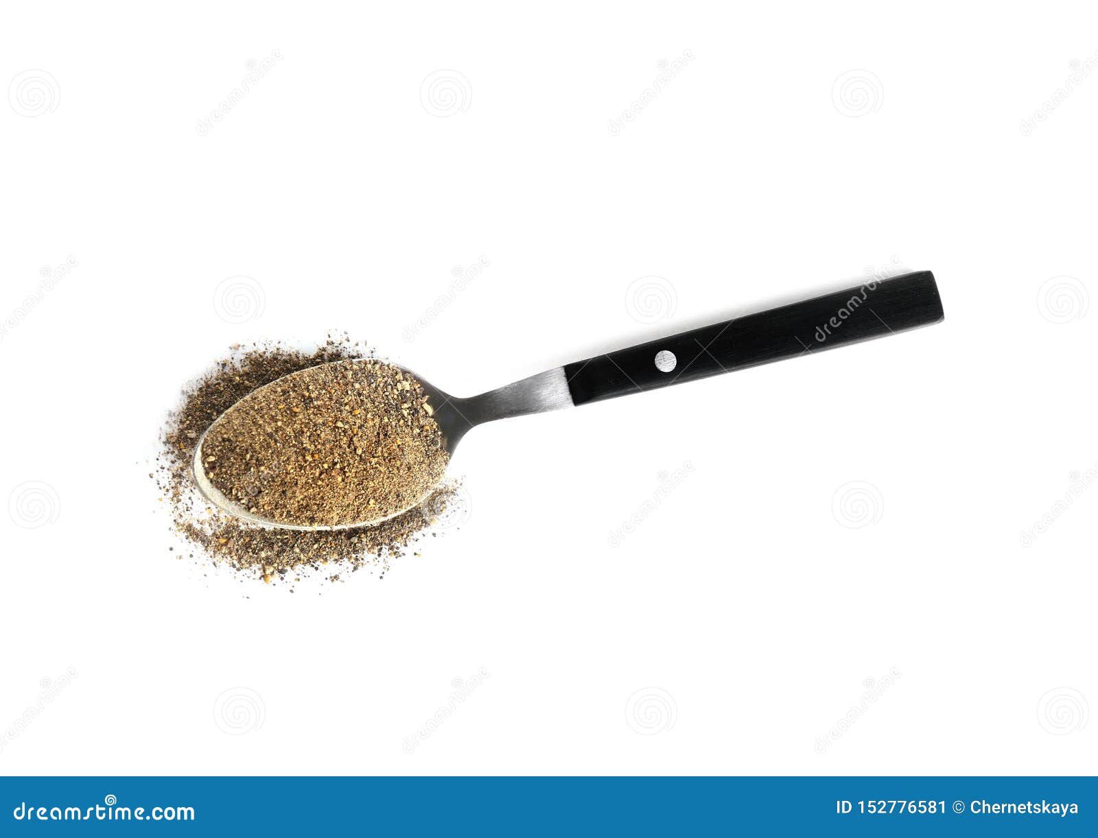 Spoon of Ground Black Pepper Isolated on White Stock Image - Image of ...