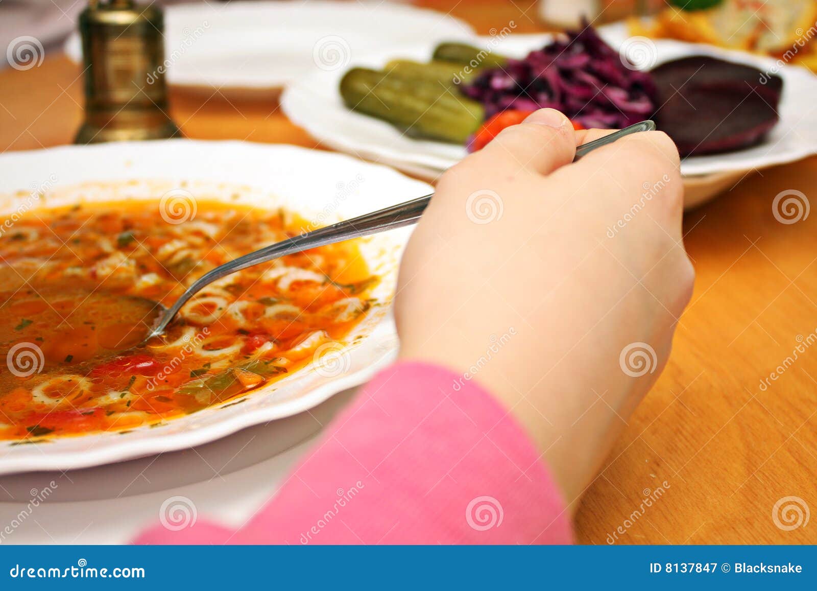Spoon in Hand Lunch Delicious Soup Stock Image - Image of hand, soup ...