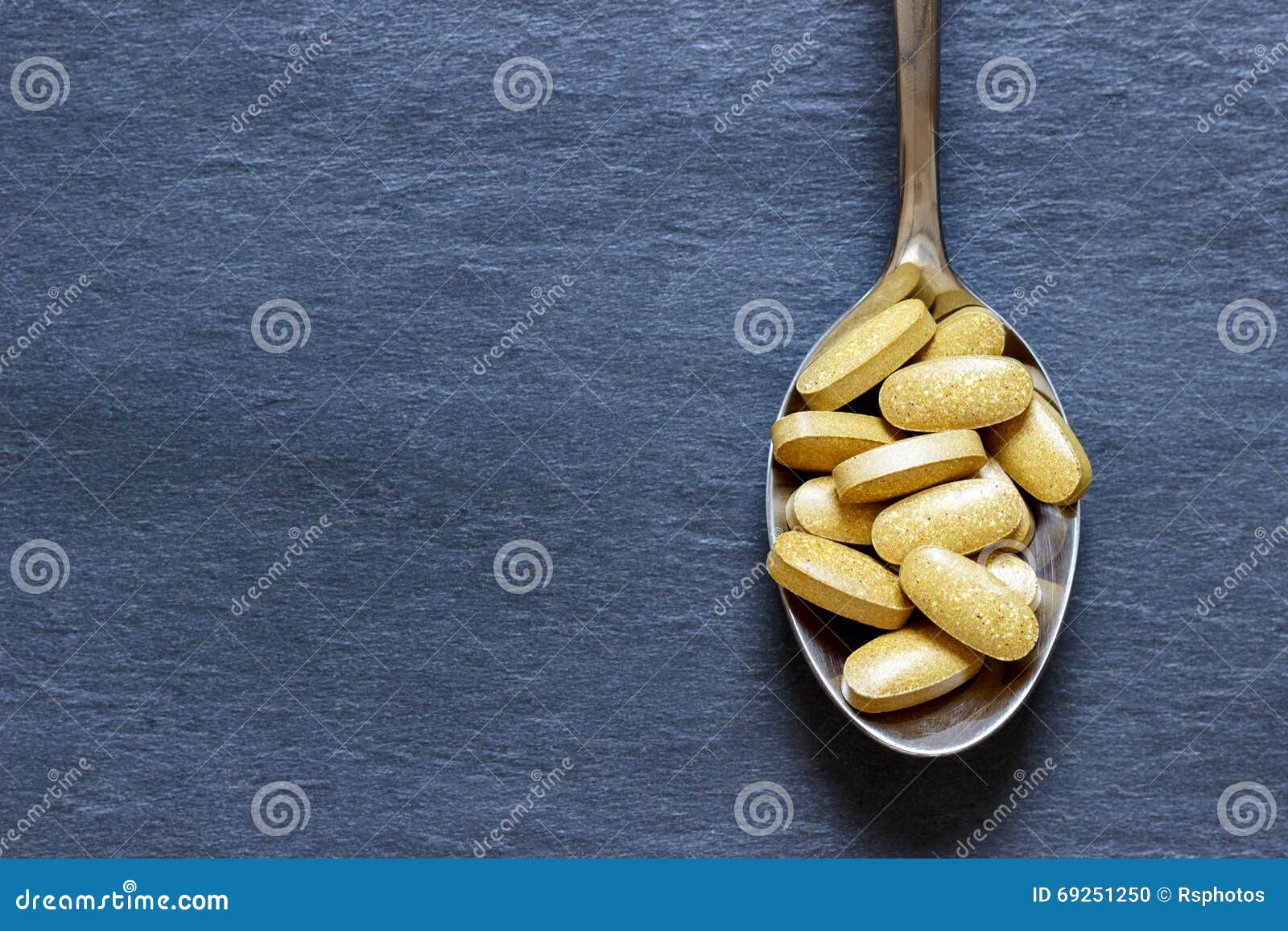 Spoon with Healthy Supplements Stock Photo - Image of pill, dark: 69251250