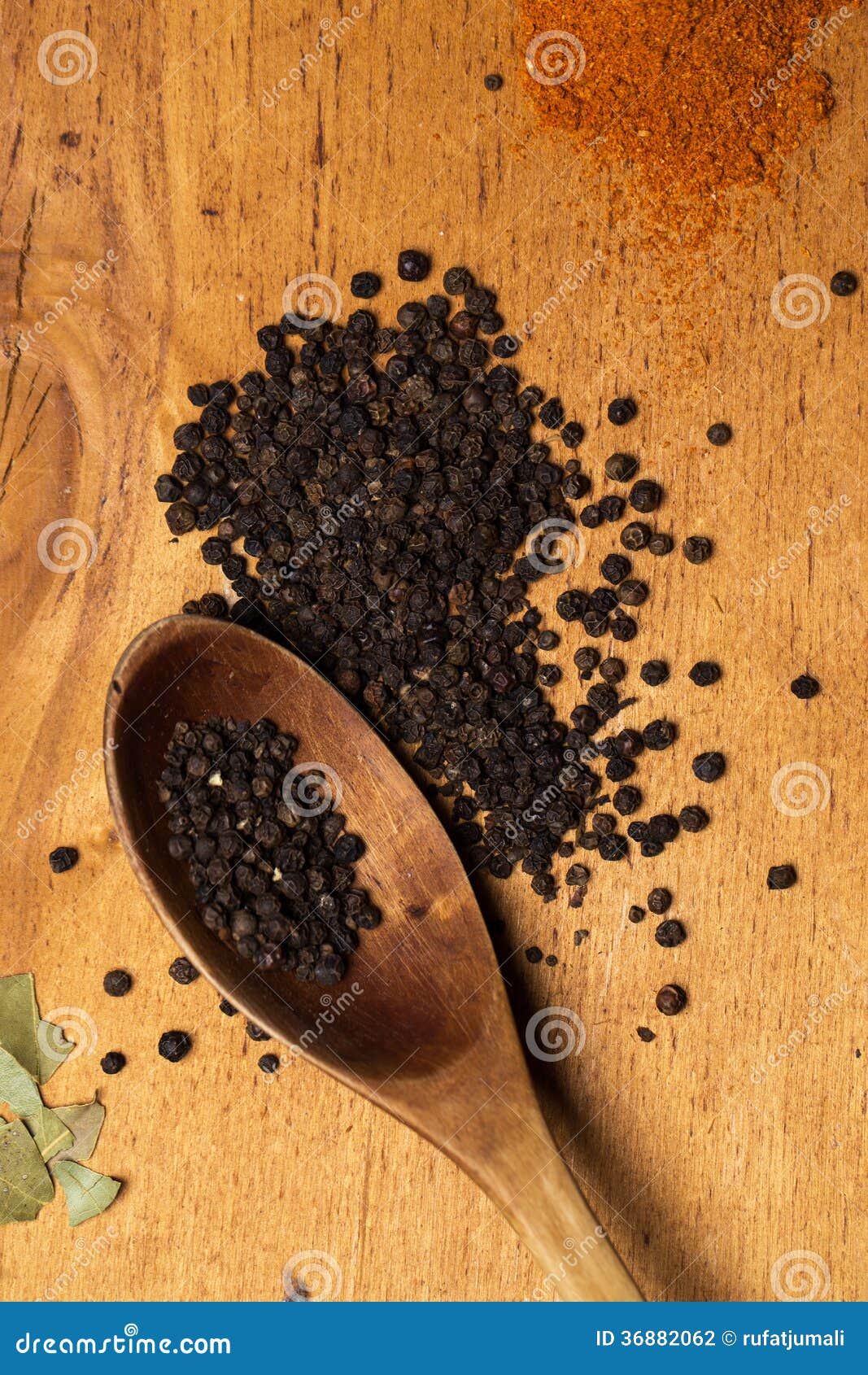 Spoon and Heap of Pepper on the Table Stock Photo - Image of colorful ...