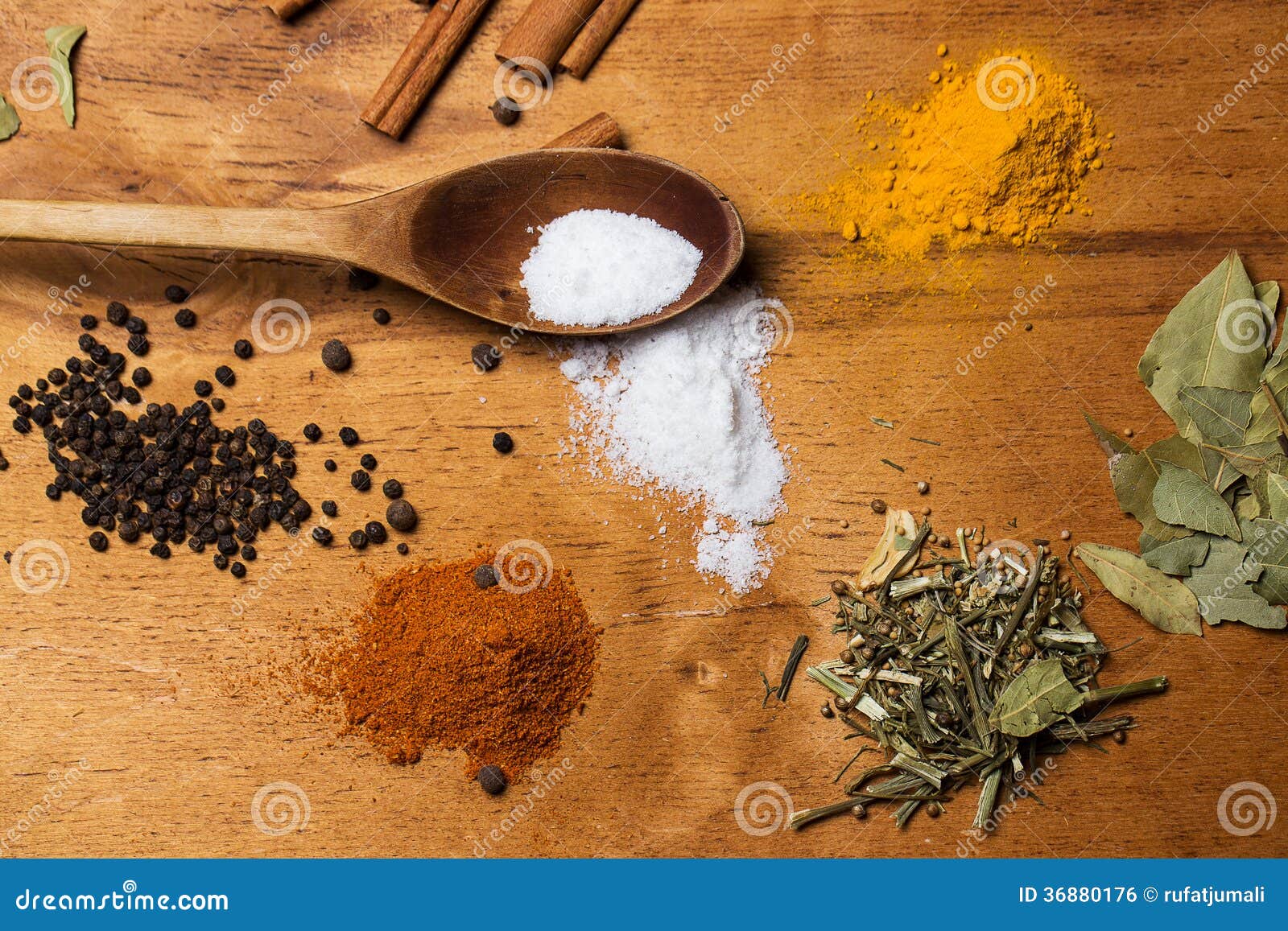 Spoon and Heap of Spices on the Table Stock Photo - Image of paprika ...