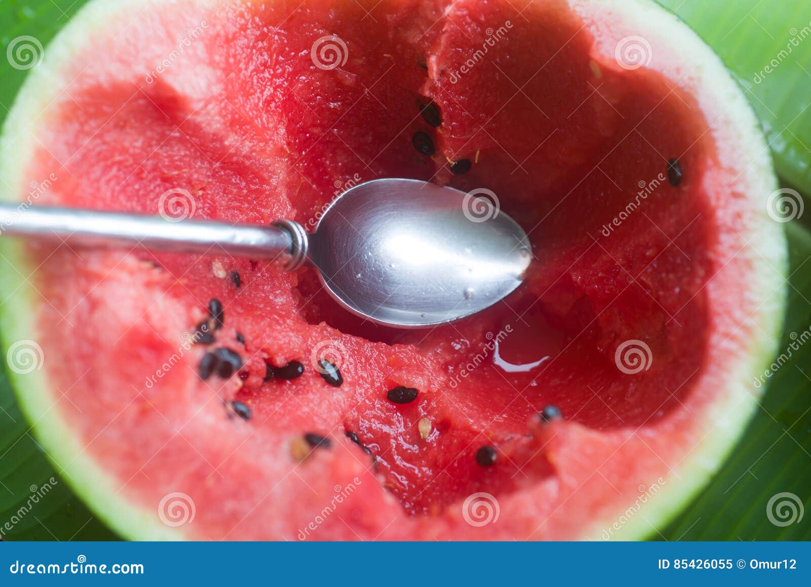 Spoon Inside in Watermelon, Macro Photo Stock Image - Image of fruit ...