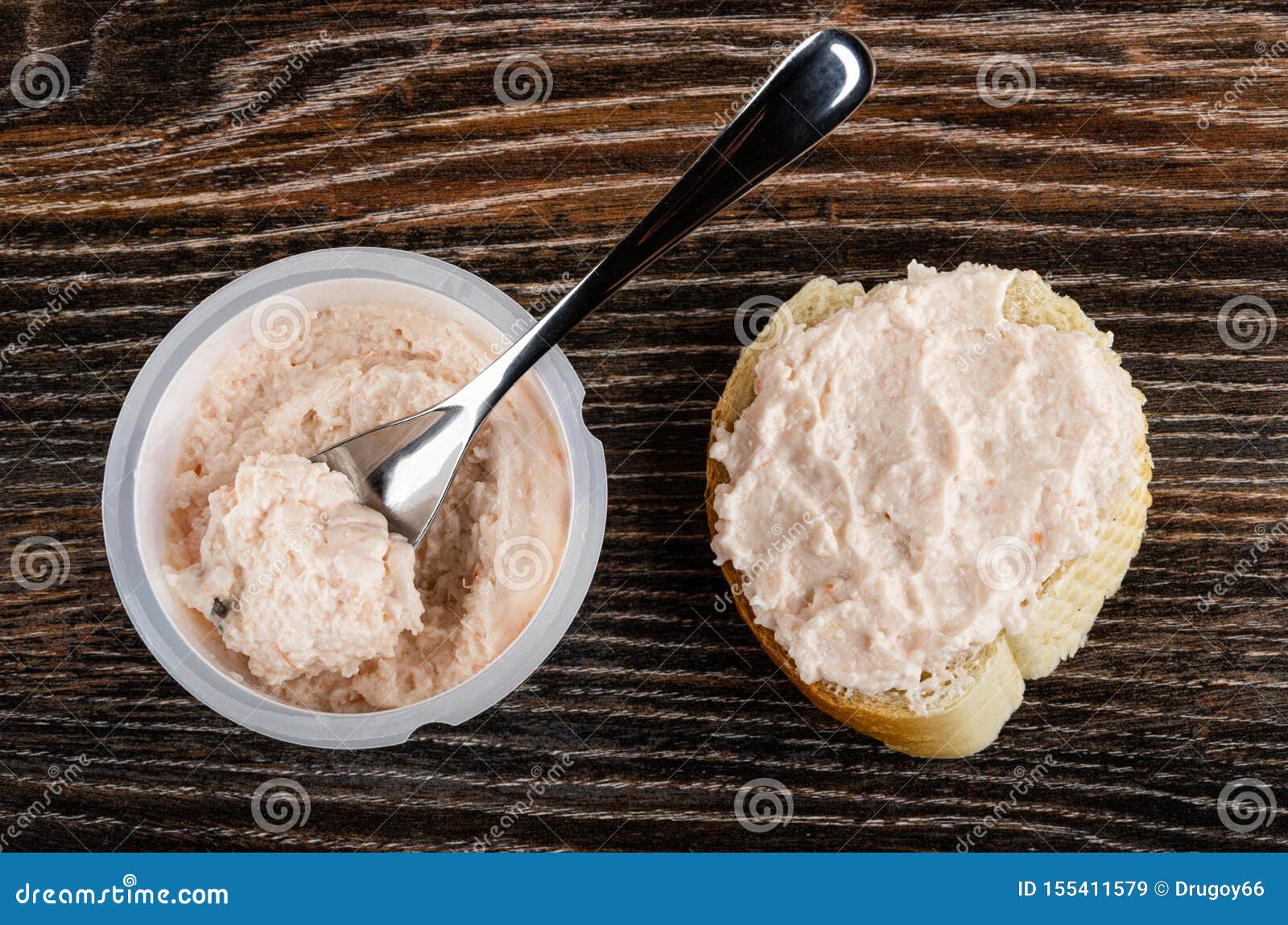 Spoon in Jar with Krill Paste, Sandwich with Krill Paste on Table. Top ...
