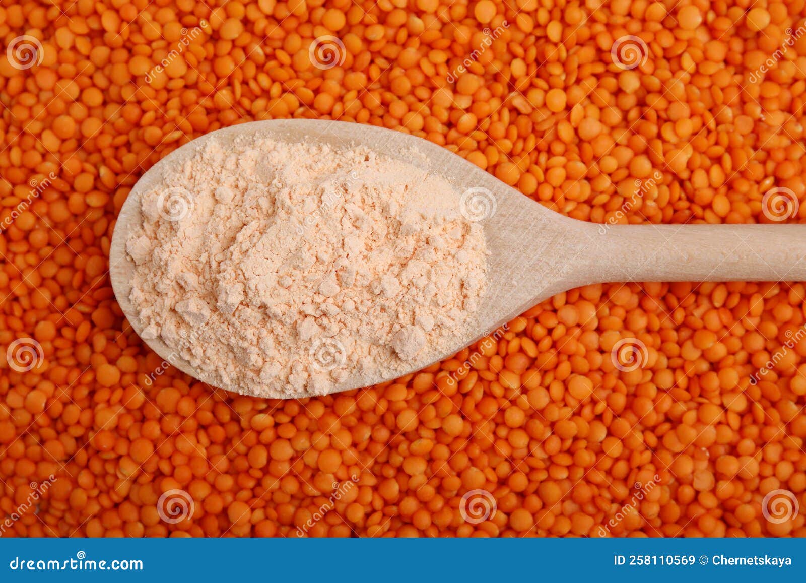 Spoon Of Lentil Flour On Seeds Closeup Stock Image Image Of Dried Grain 258110569
