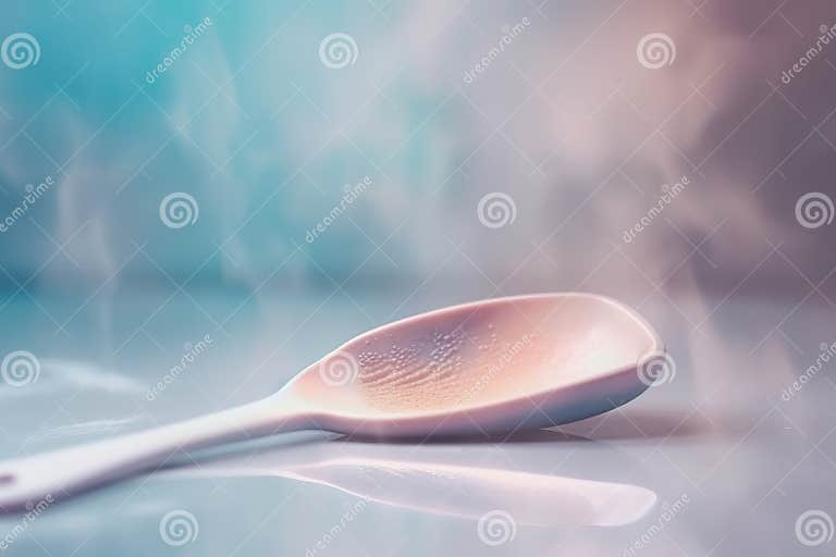 A Spoon with a Liquid Inside of it on a Table Stock Illustration ...