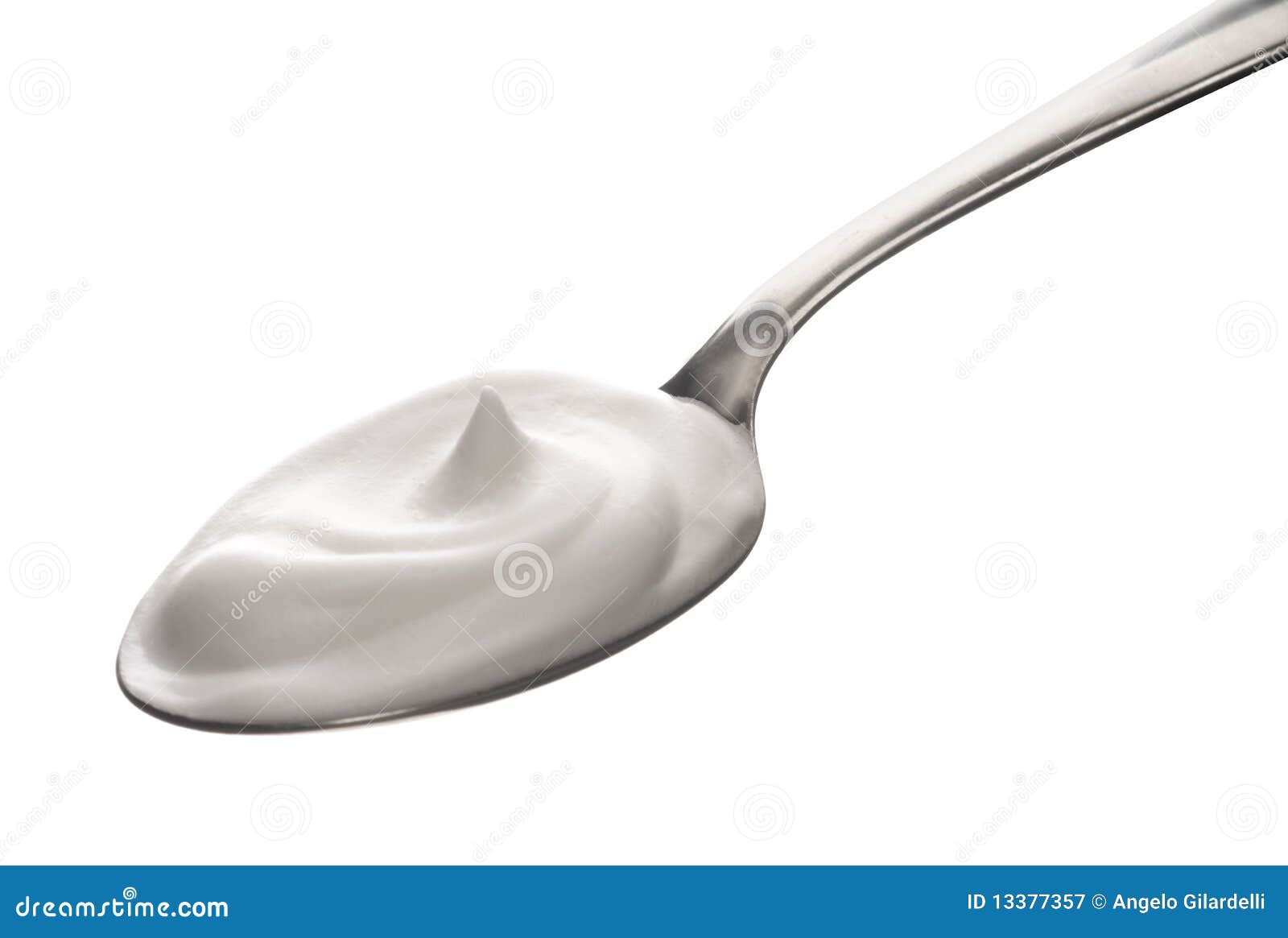 Spoon of milk cream stock image. Image of product, white - 13377357
