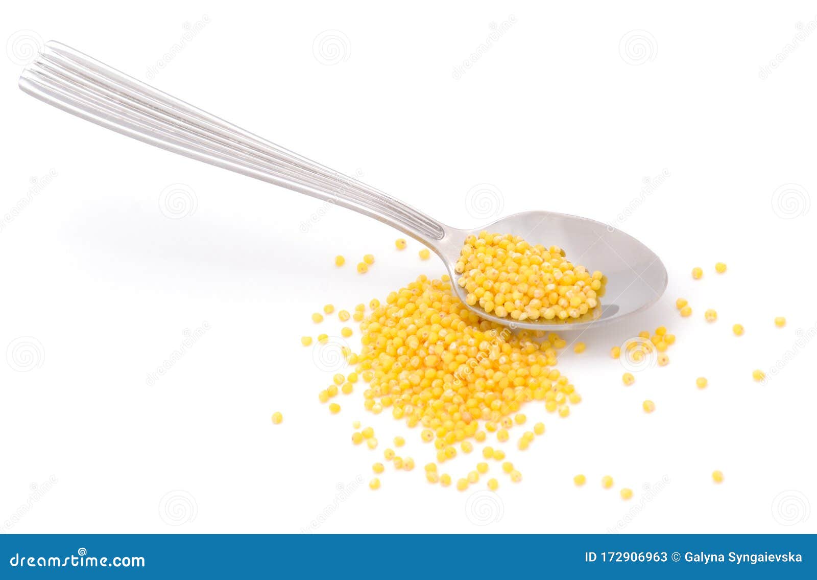Spoon with millet isolated stock image. Image of meal - 172906963