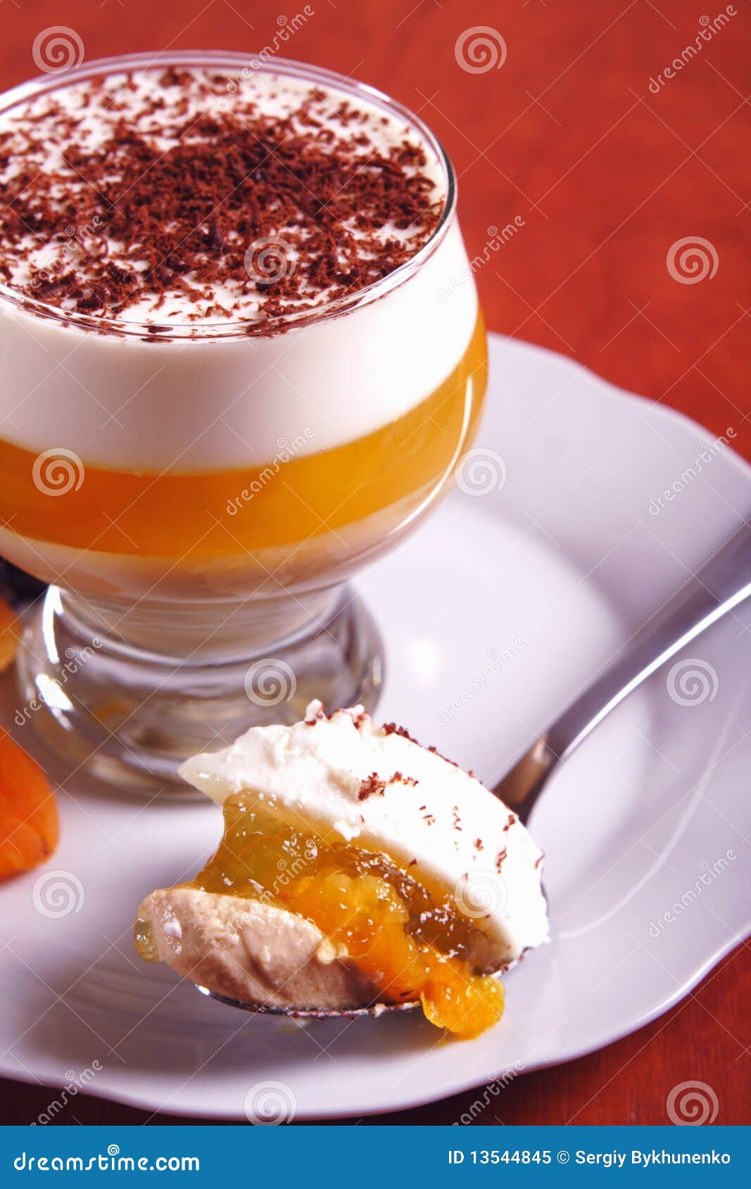 The Spoon with Multilayer Gelatin Dessert Stock Image - Image of ...