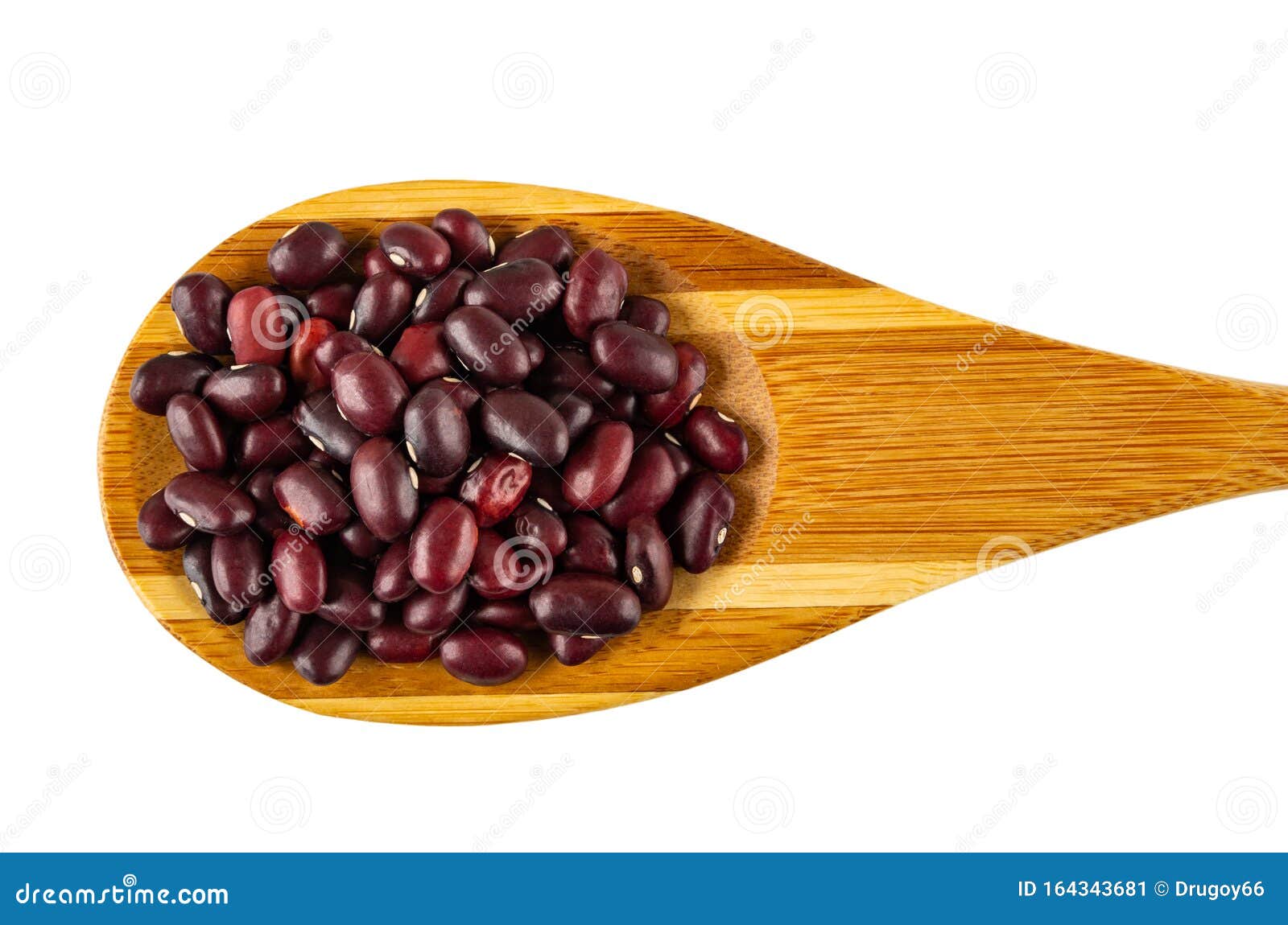 Spoon with Raw Beans Isolated on White. Top View Stock Image - Image of ...