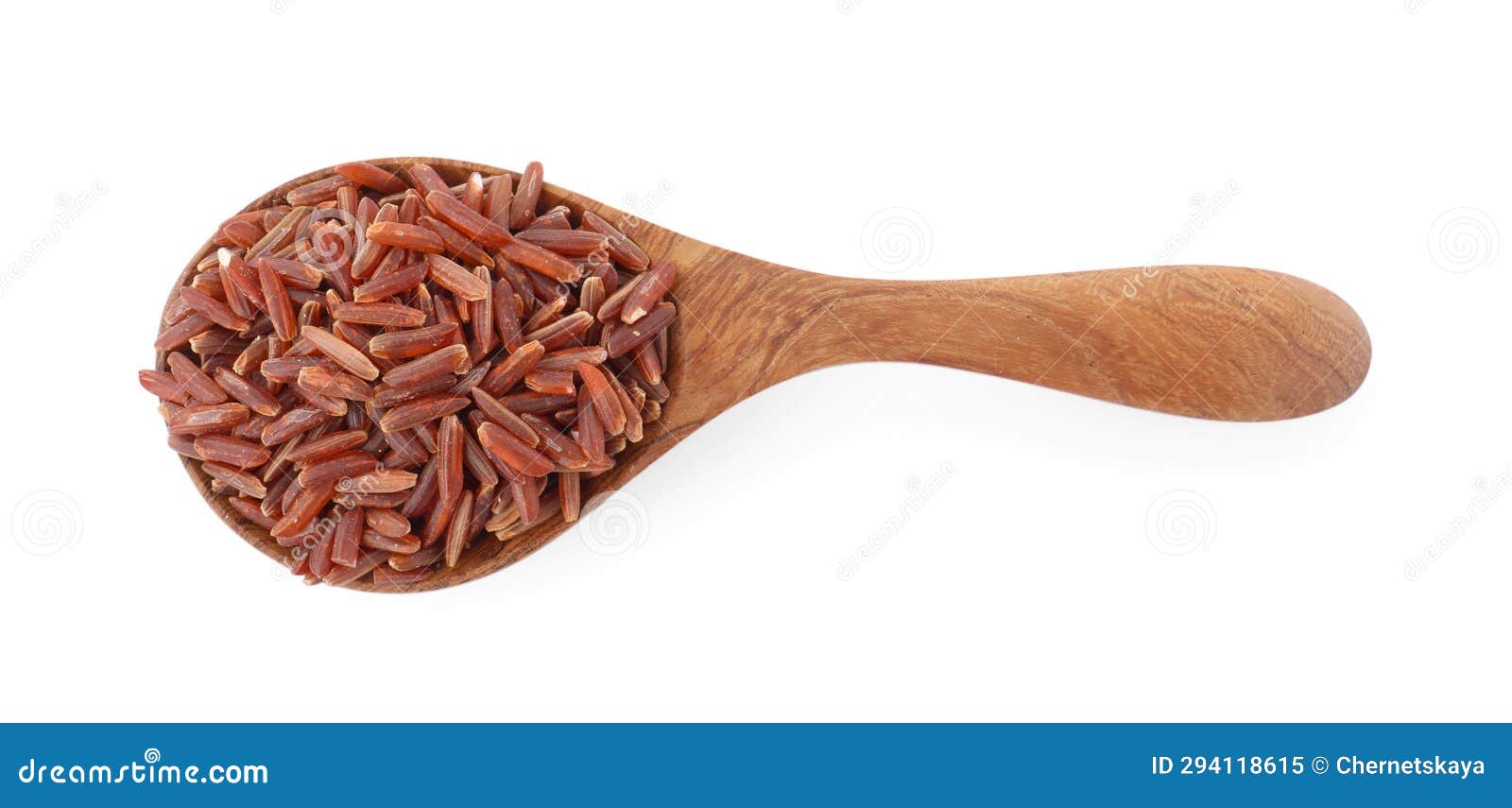 Spoon with Raw Red Rice Isolated on White, Top View Stock Image - Image ...