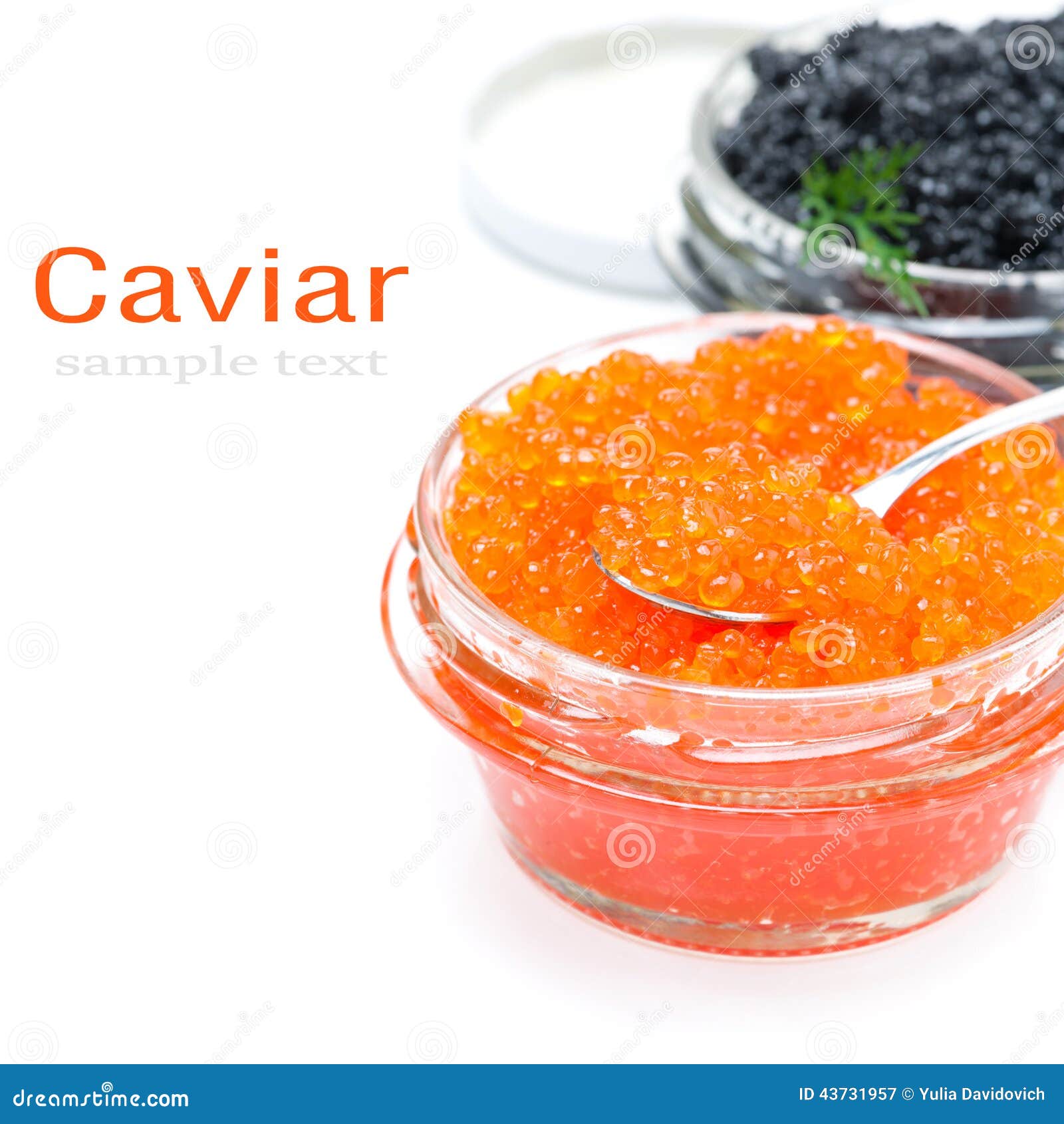 Spoon of Red Caviar in a Glass Jar, Isolated Stock Image - Image of ...