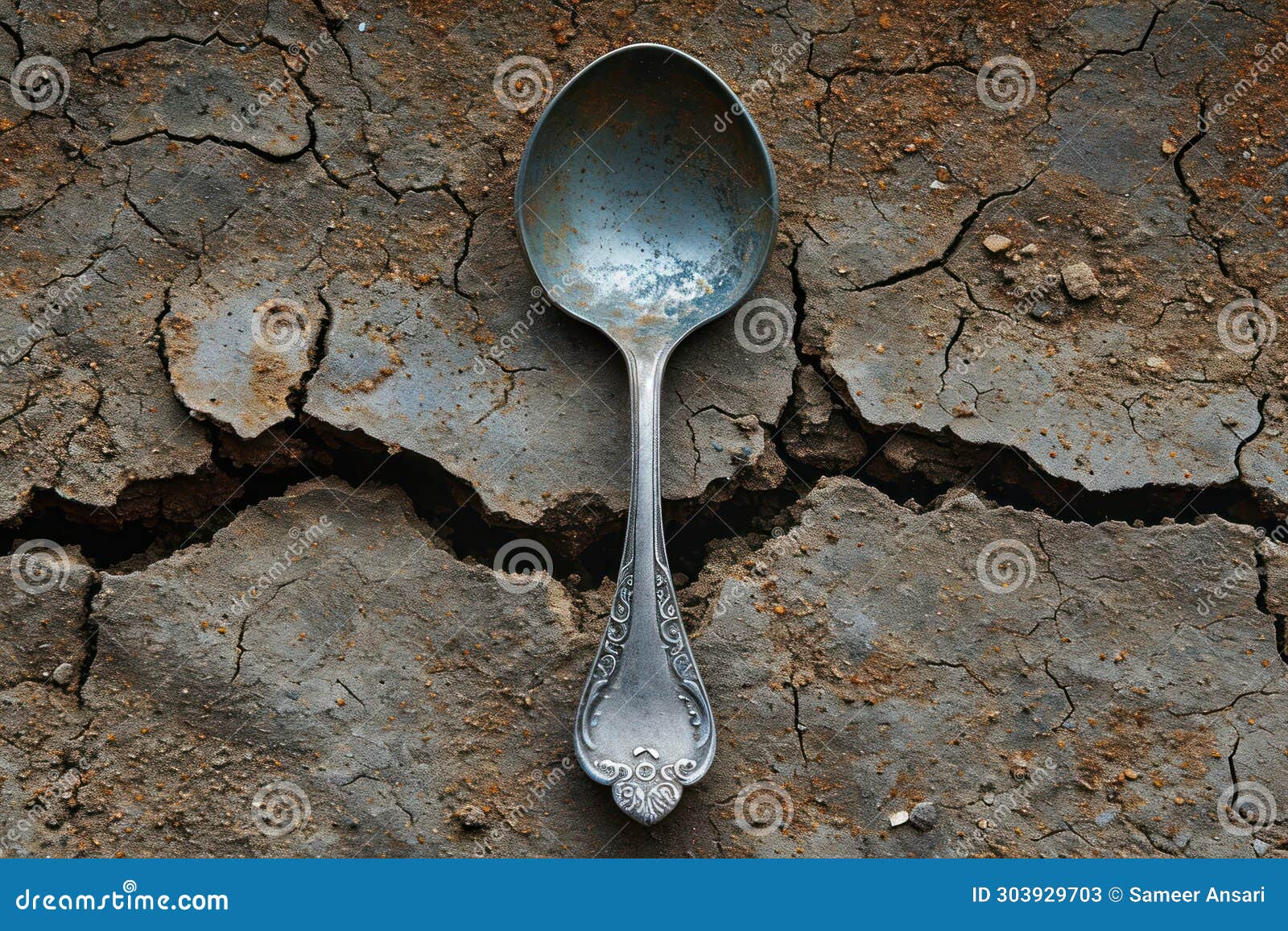 Spoon Rests on Cracked Dirt Alone in Solitude Telling a Tale of ...