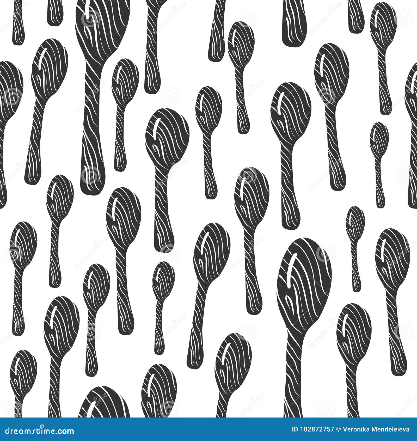Spoon Seamless Pattern. Hand Drawn Illustration Stock Vector ...