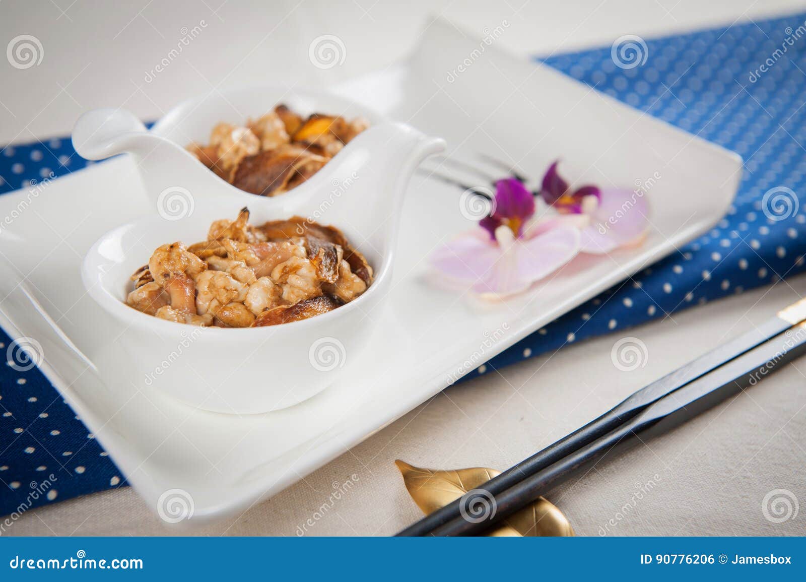 Spoon of Shrimp Sauteed on White Stock Photo - Image of prepared ...