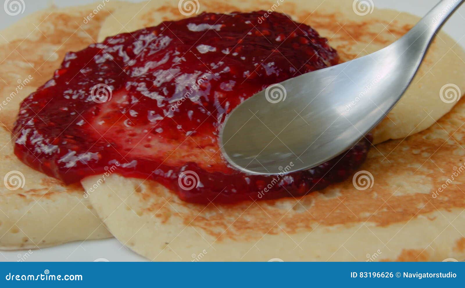 Spoon Smearing Jam on Pancakes Stock Footage - Video of light, baking ...