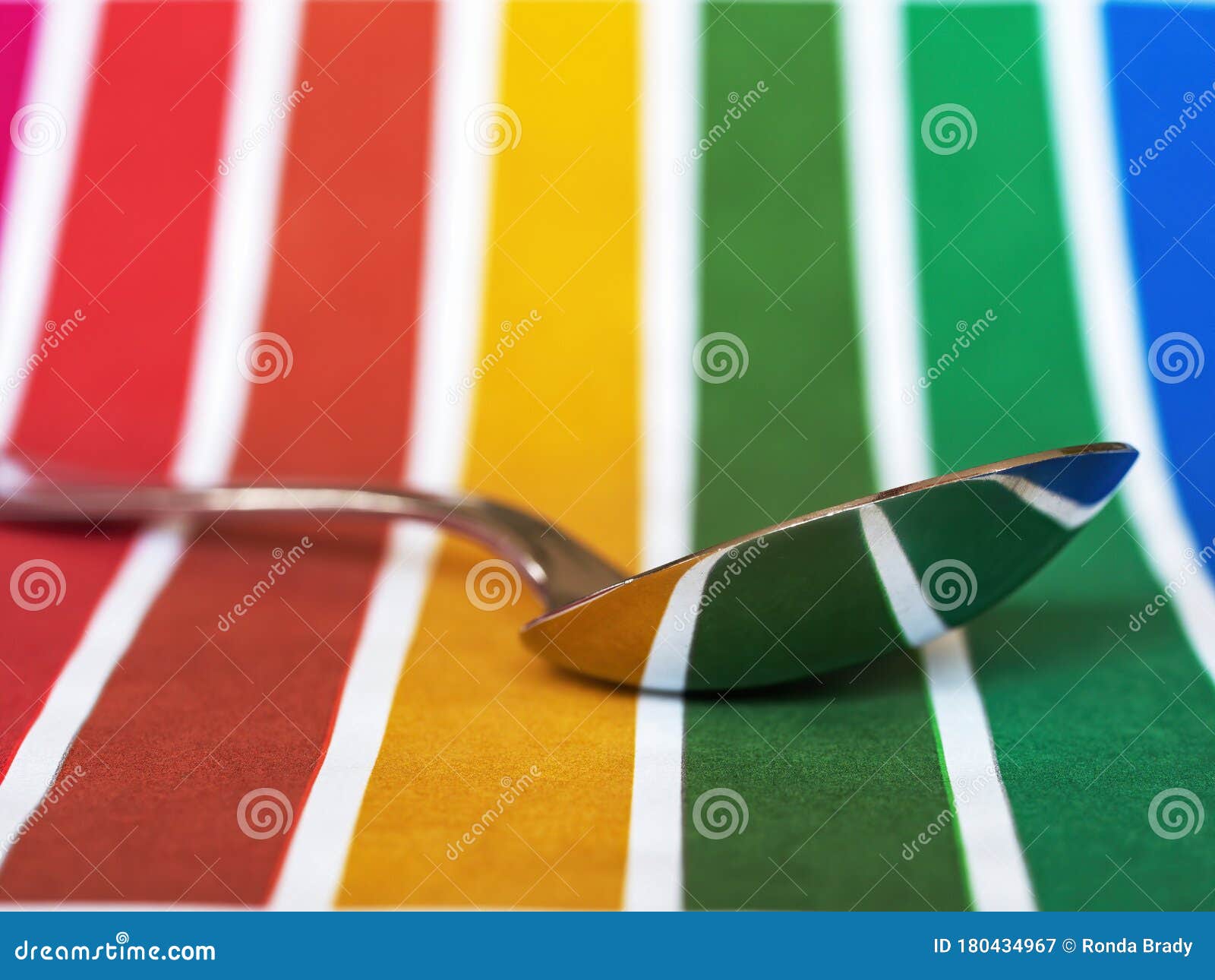 Spoon on Striped Rainbow Material Stock Image - Image of pattern ...