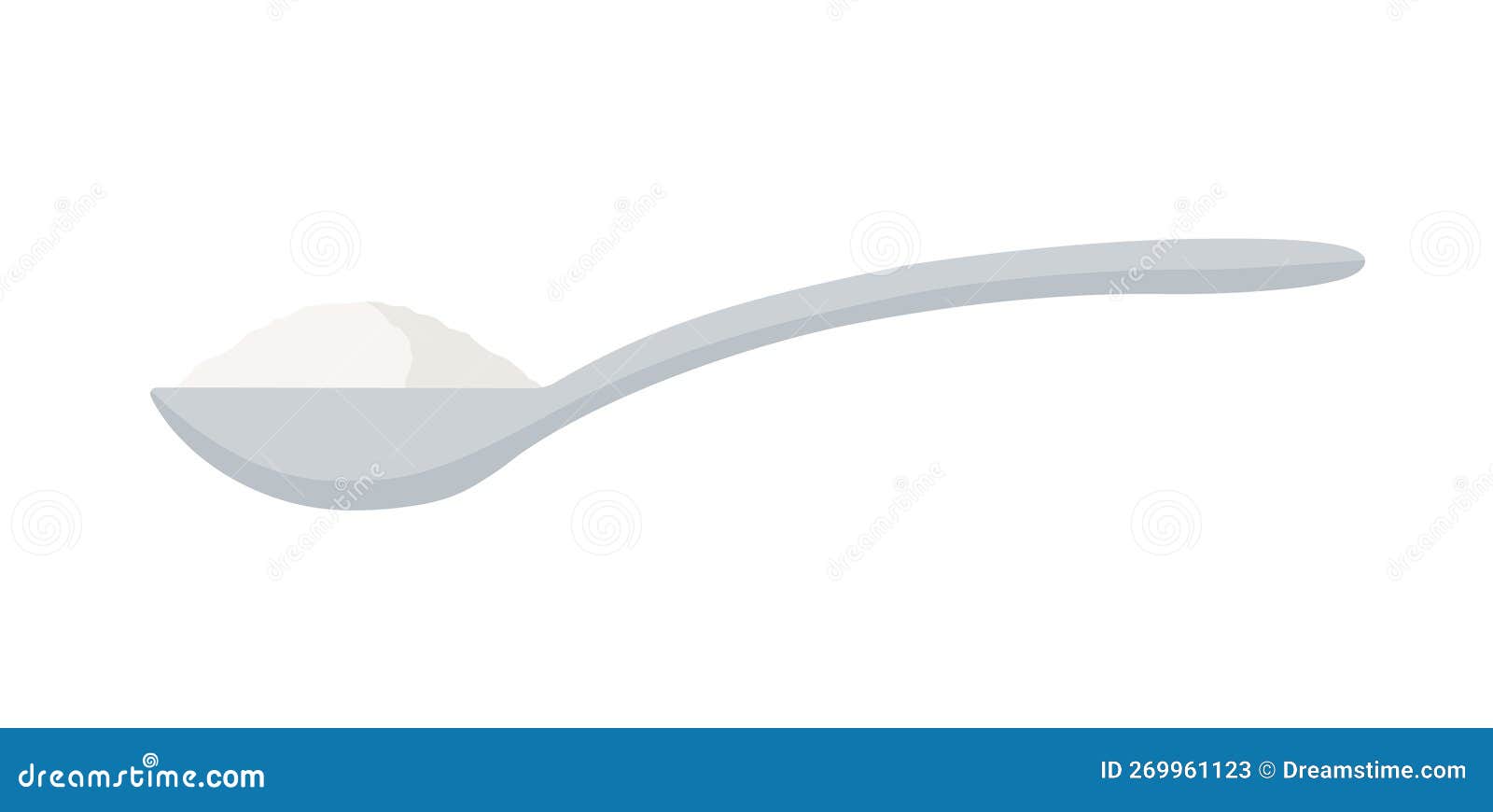 Spoon with Sugar or Salt Isolated on White Background. Spoon Side View ...