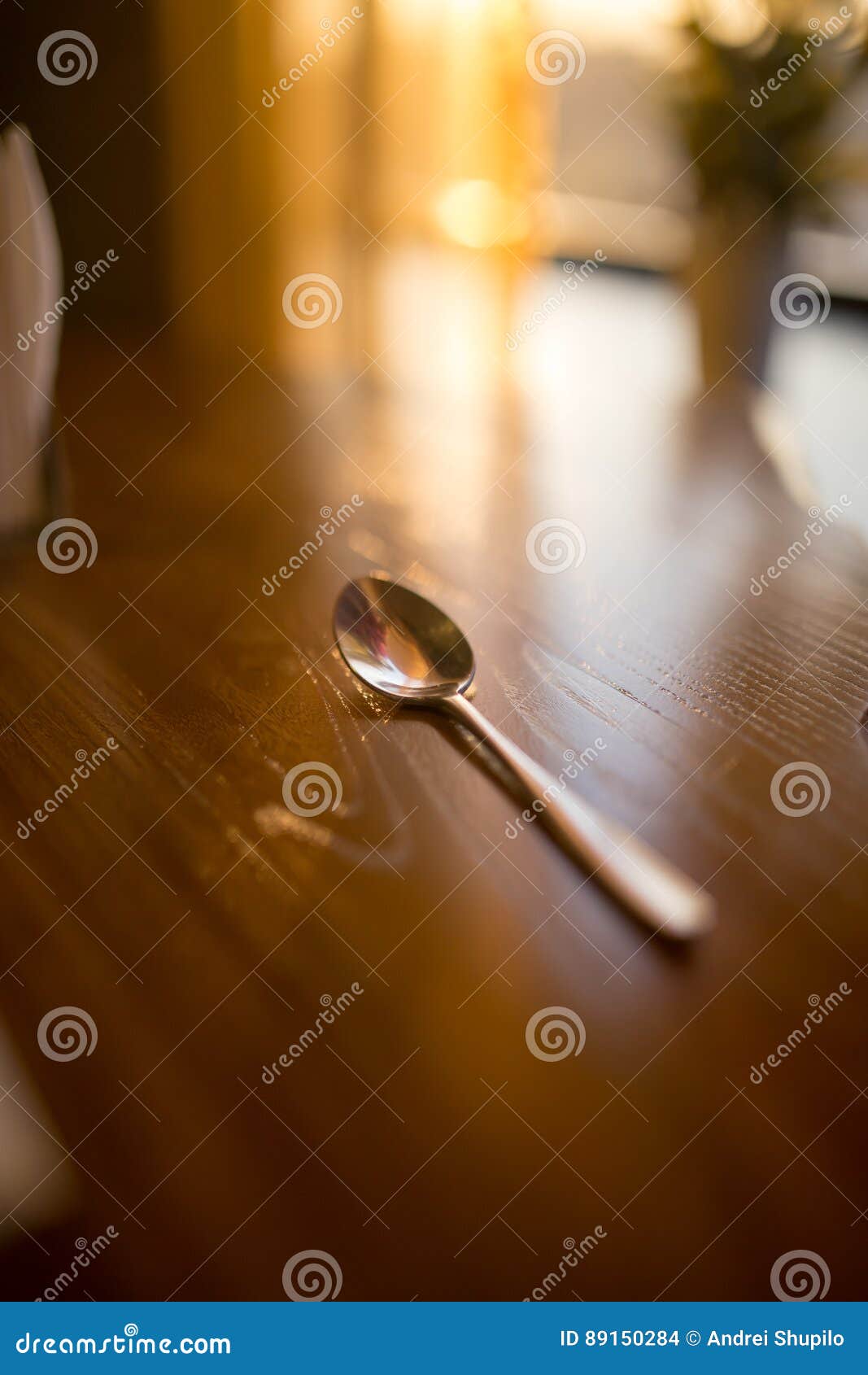 Spoon on the Table in the Restaurant Stock Photo - Image of lunch ...