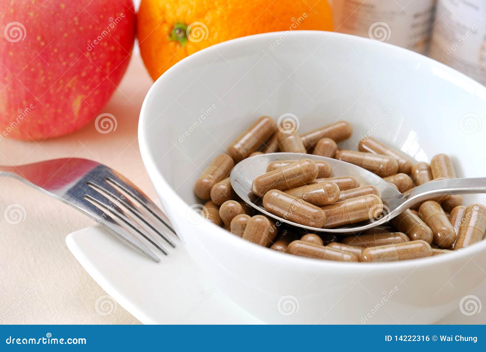 Spoon Taking Medicine Capsules Stock Photo - Image of color, addiction ...