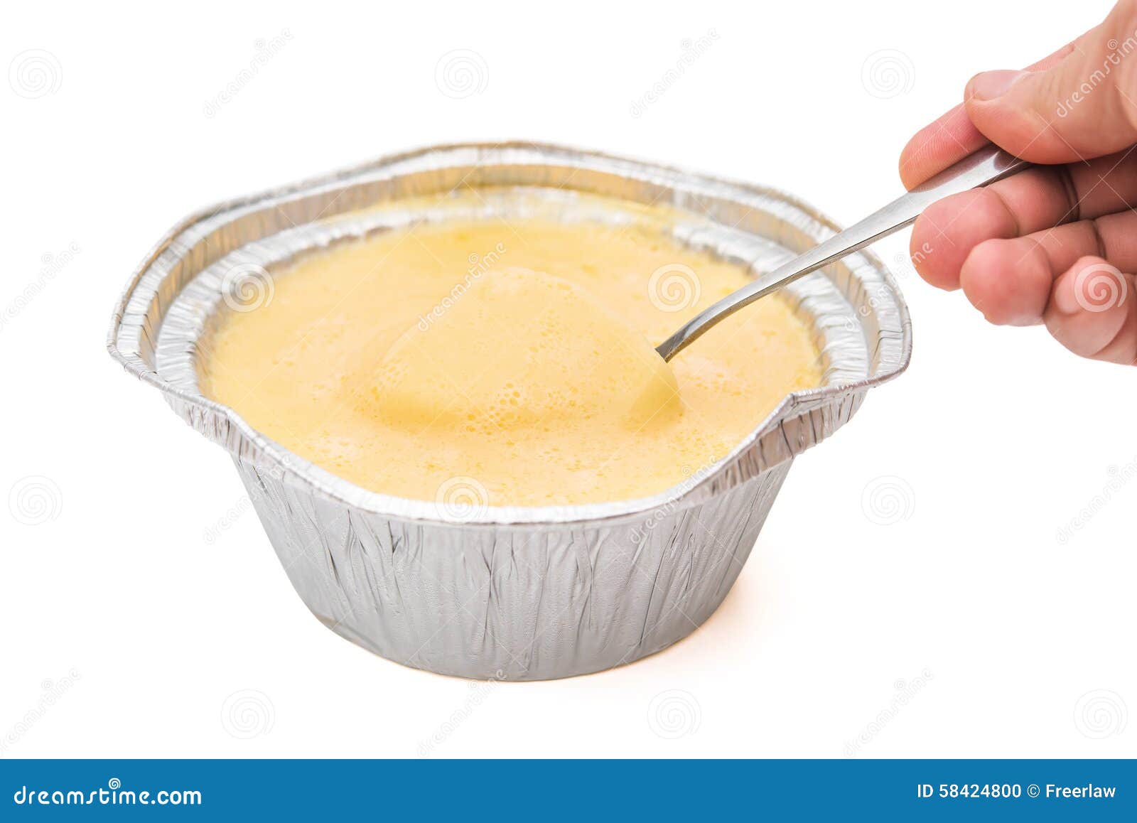 Spoon Taking Out Fresh Pudding Stock Photo - Image of fresh, gourmet ...