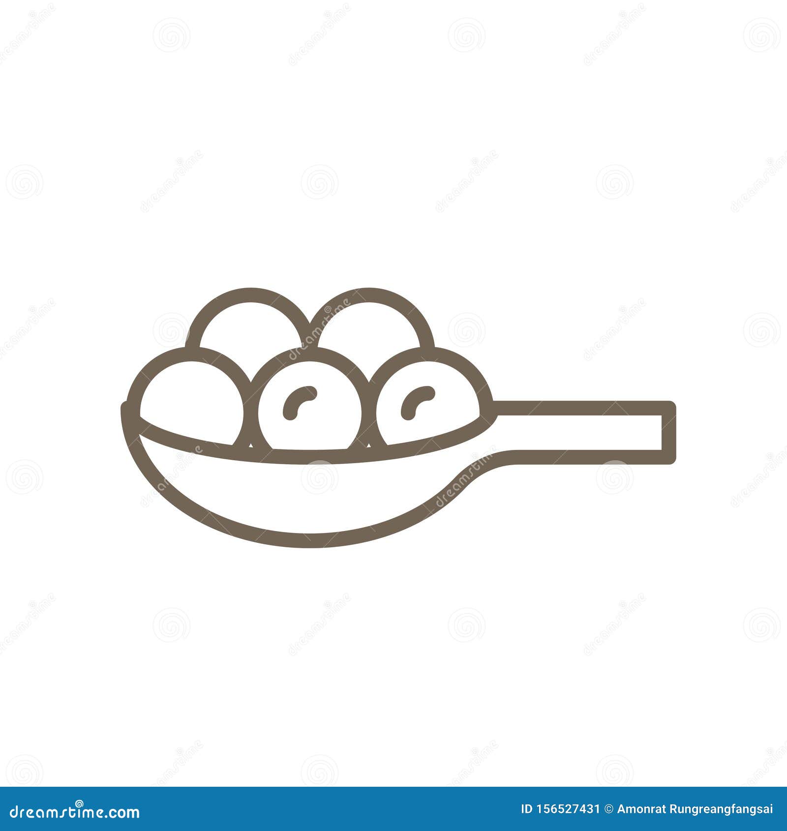 Spoon of Tapioca Balls Vector Icon, Line Style Stock Vector ...